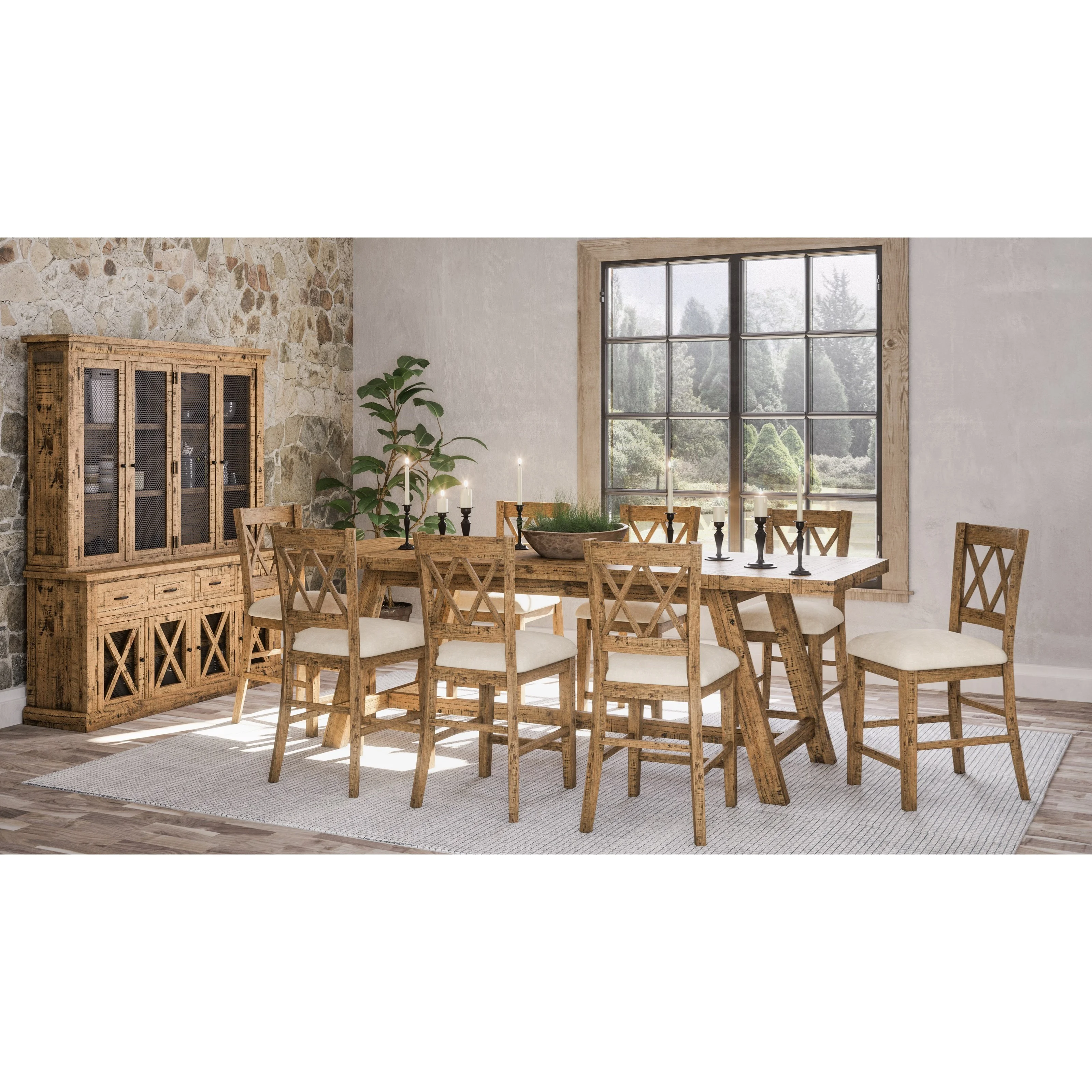 Jofran Telluride 1801-127x1+1801-BS420KDx8 9-Piece Counter Height Table ...