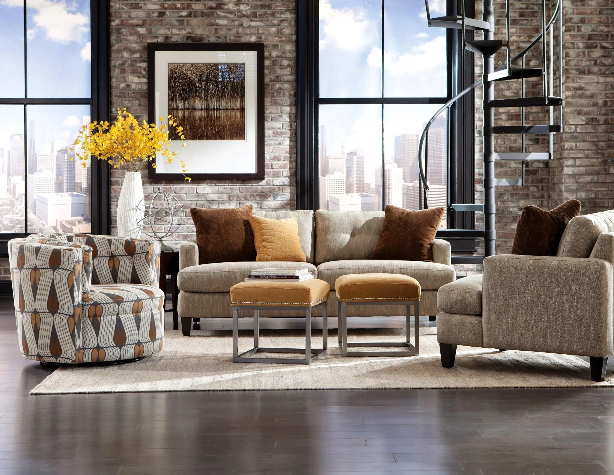 Jonathan Louis Mia 005-16 Contemporary Swivel Chair with Track Arms ...