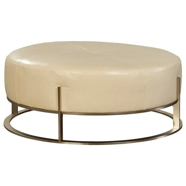 Jonathan Louis Astro 89539 Contemporary Leather Ottoman with Metal Base ...