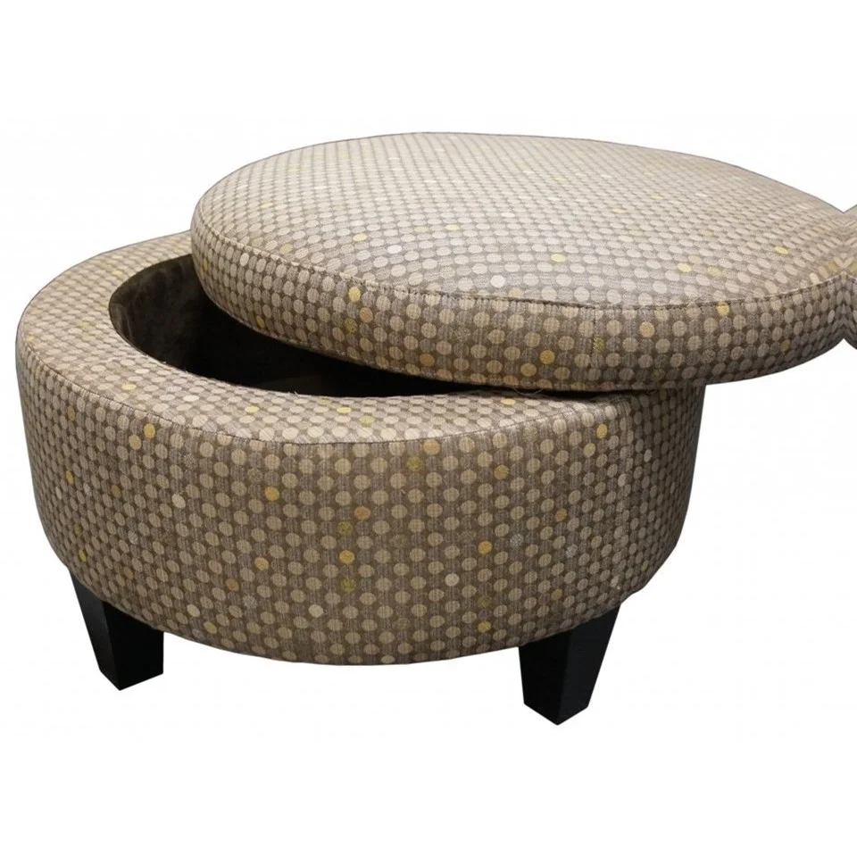Jonathan Louis Ottomans 02162 Small Round Storage Ottoman | Thornton ...