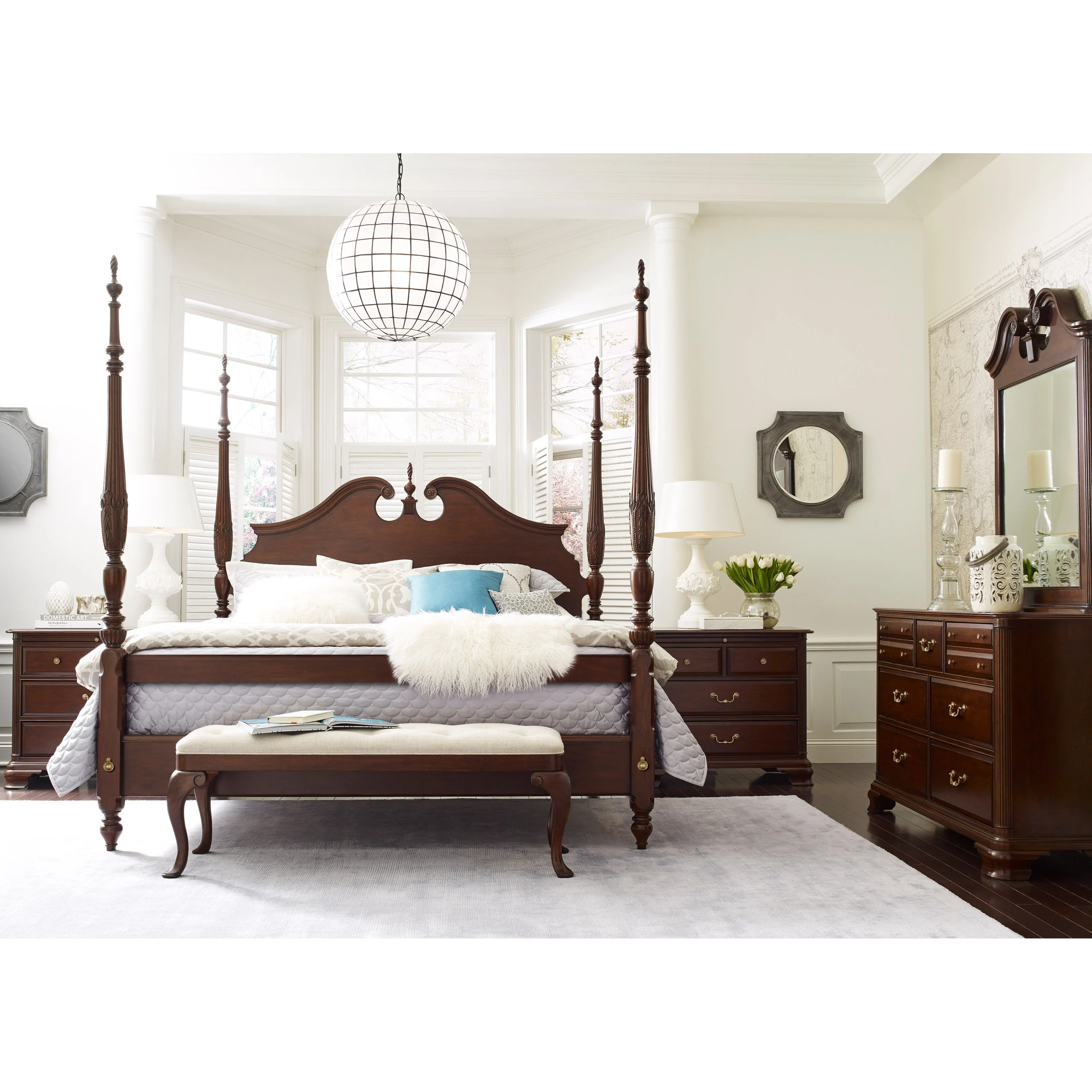 Kincaid Furniture Hadleigh 607-324P Queen Rice Carved Poster Bed with ...