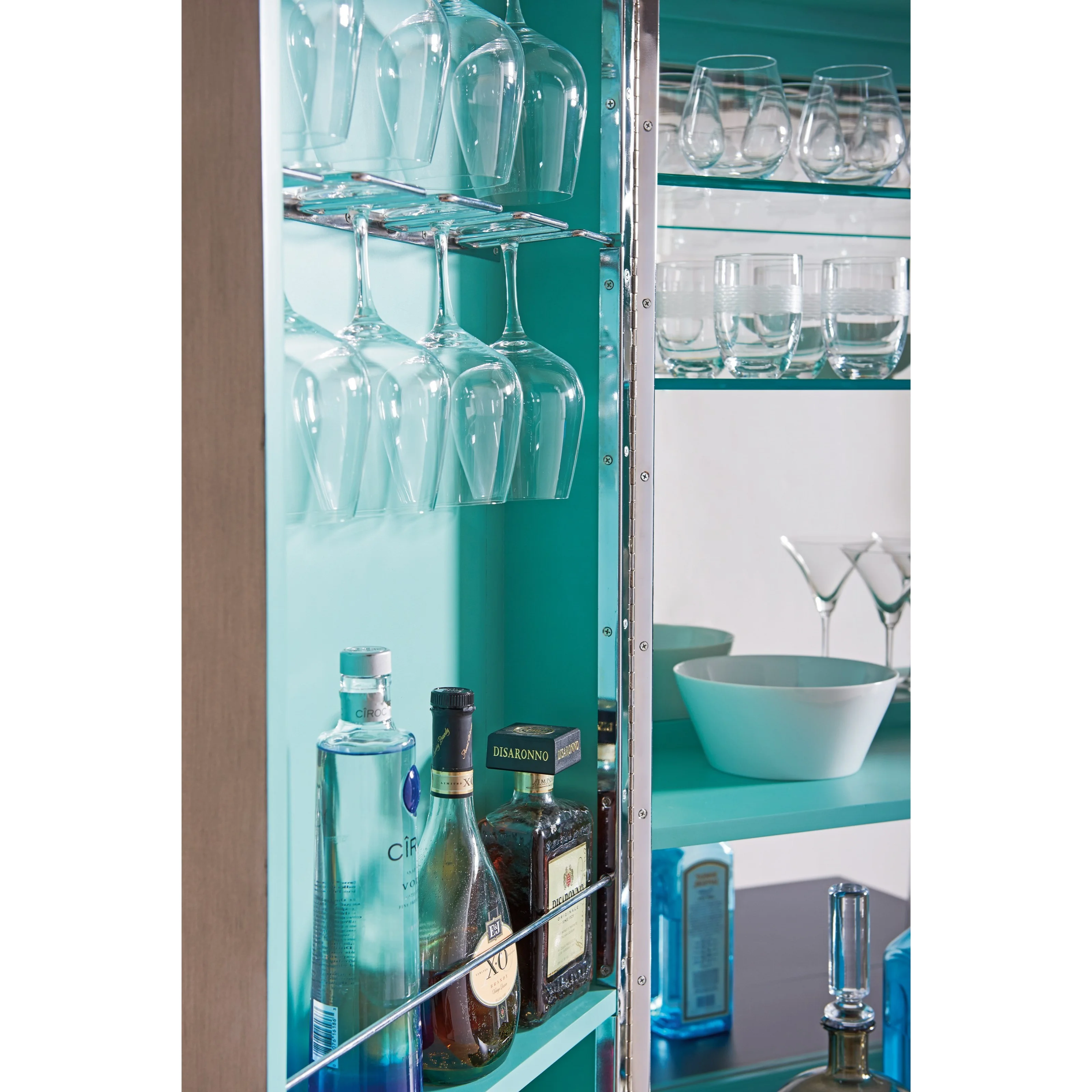 Lexington Ariana 732-961C Cheval Bar Cabinet with Glass Storage LED ...