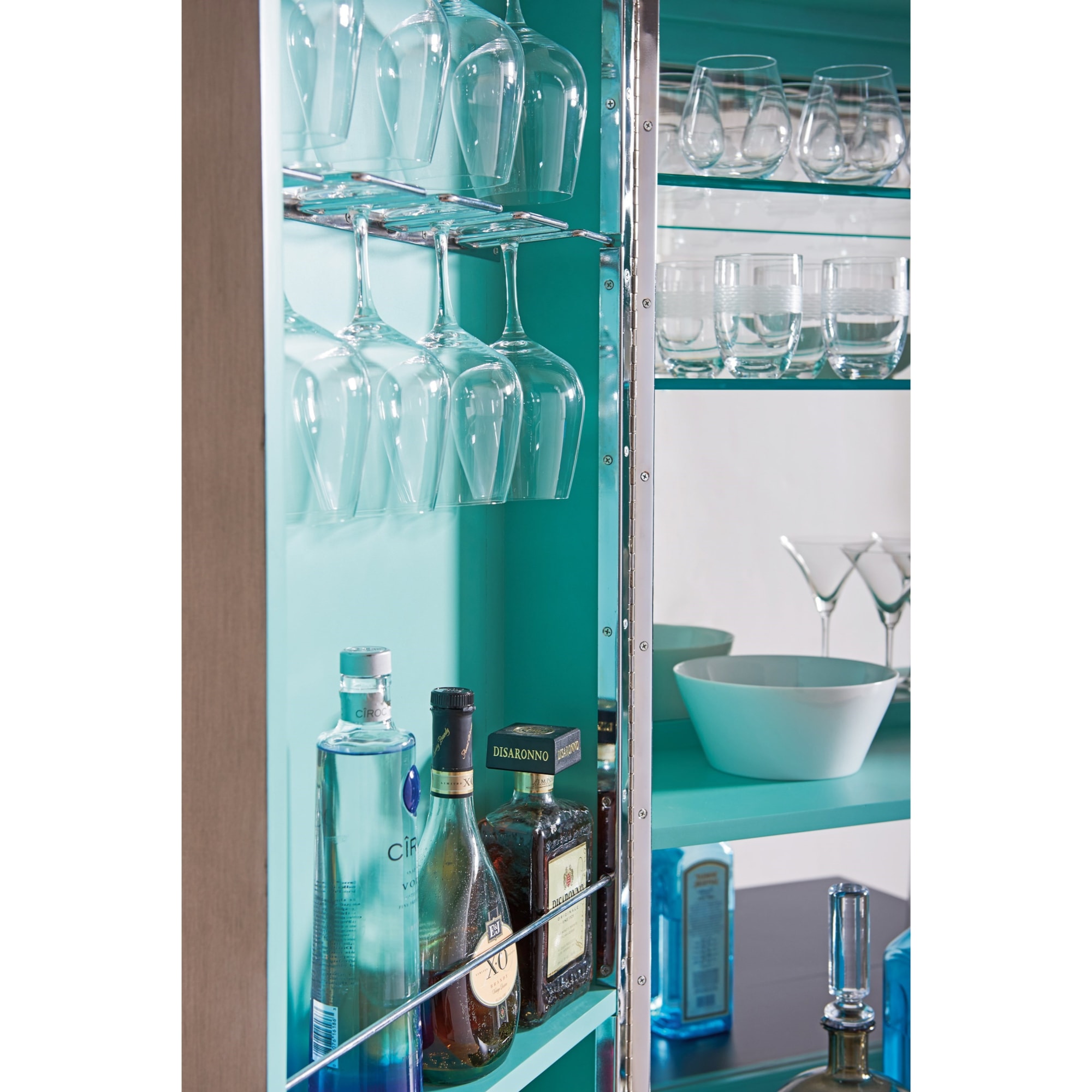 Lexington Ariana 732-961C Cheval Bar Cabinet with Glass Storage LED ...