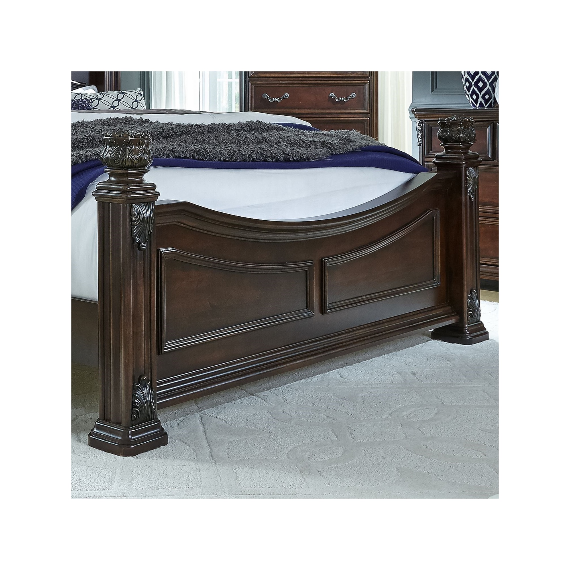 Libby Lenor 737-BR-KPS Traditional King Poster Bed with Acanthus Leaf ...
