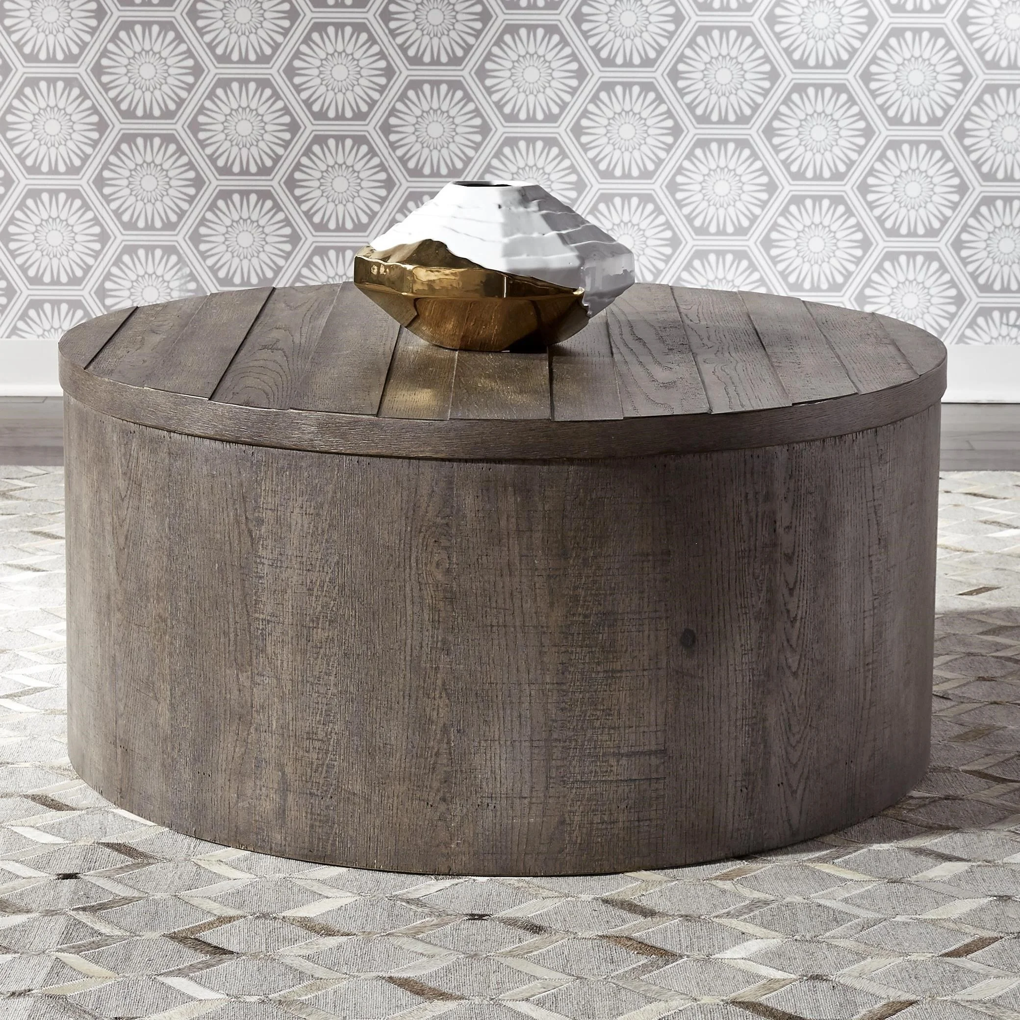Libby Modern Farmhouse 406-OT1011 Contemporary Round Drum Cocktail ...