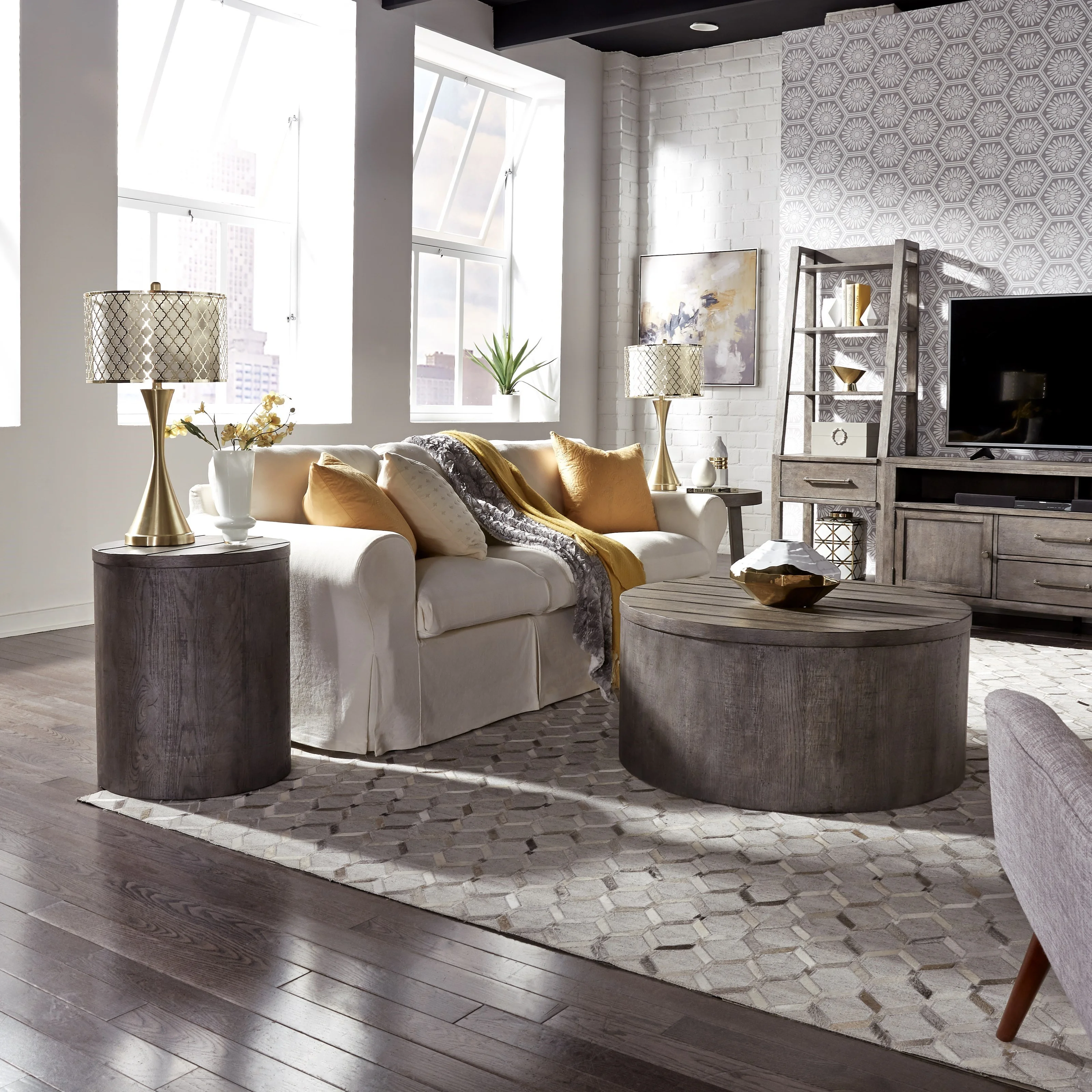 Liberty Furniture Modern Farmhouse 406-OT1011 Contemporary Round Drum ...