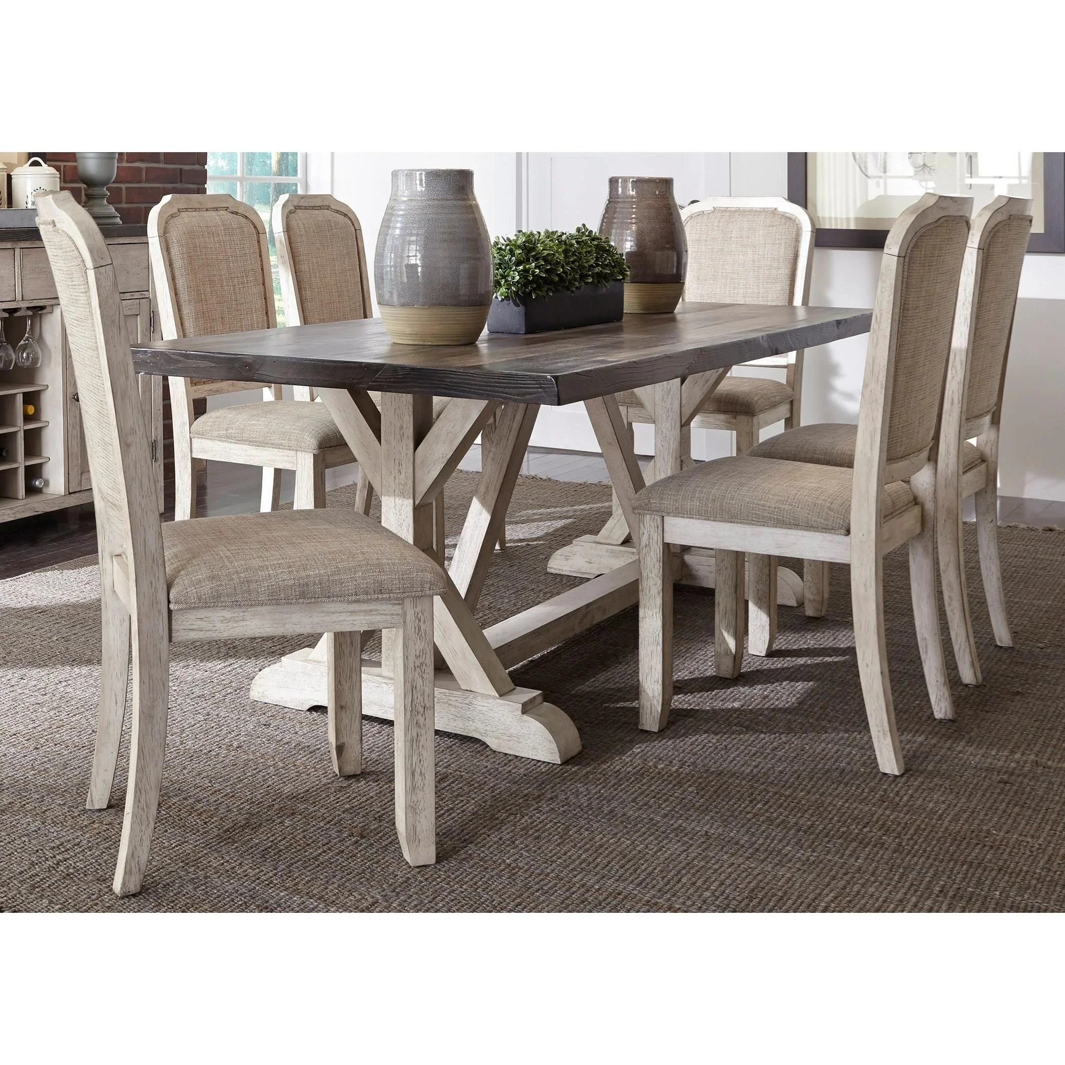 Liberty Furniture Willowrun 29338 Relaxed Vintage 7-Piece Trestle Table Set | Thornton Furniture ...