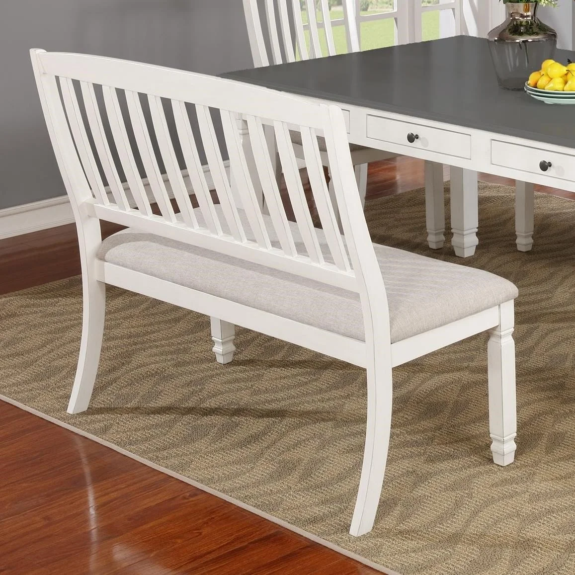 Lifestyle 1735P 564119038 Cottage Style Dining Bench with Upholstered ...