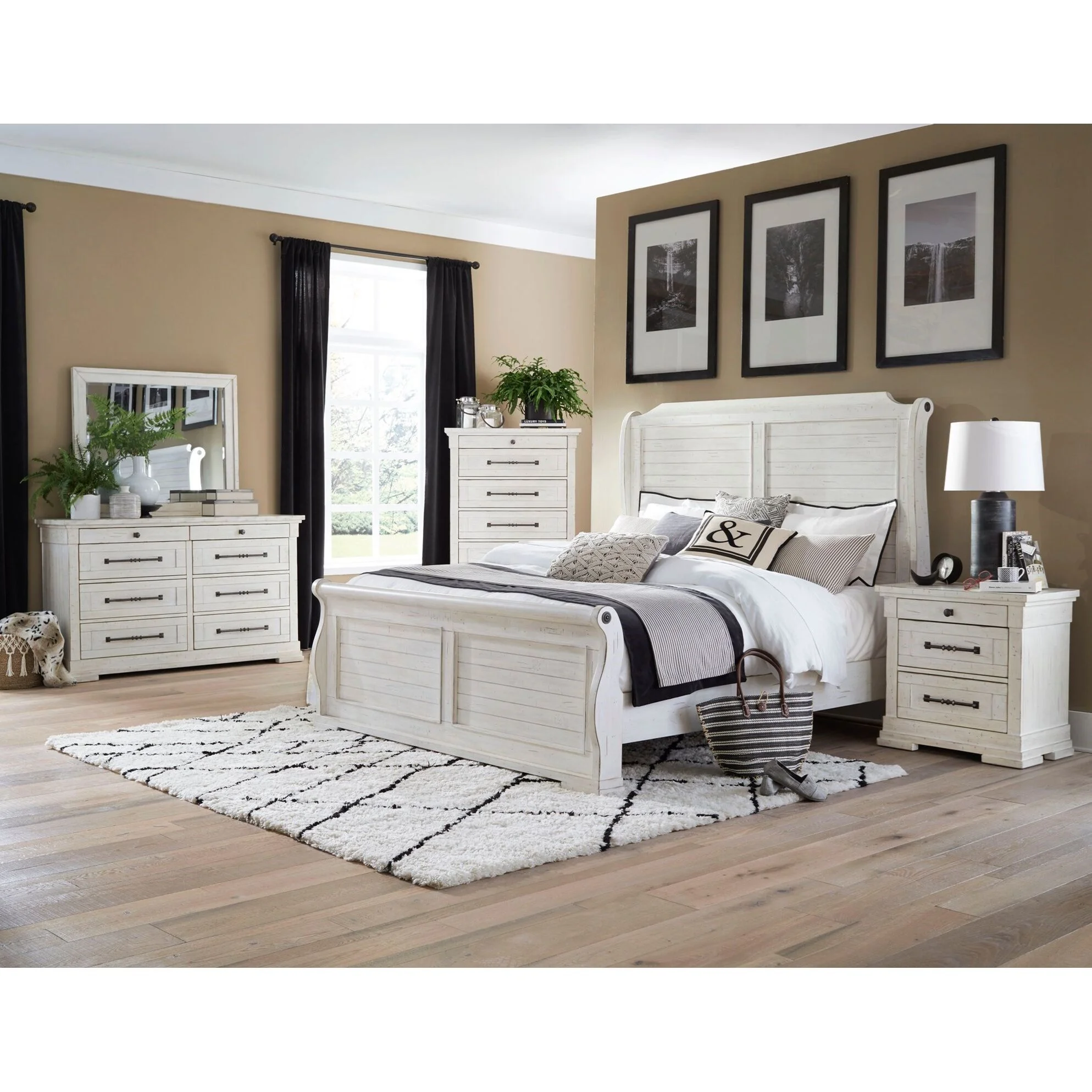 Lifestyle C8047A C8047A-GS0+BSN+GSG Cottage Style King Sleigh Bed ...