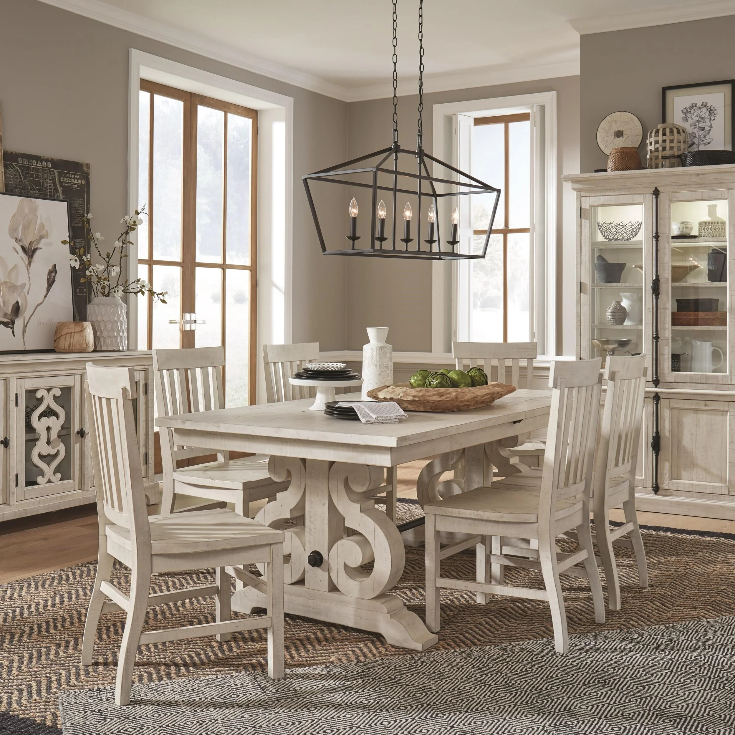 Magnussen Home Bronwyn D4436-20x1+D4436-60x6 7-Piece Farmhouse Dining ...