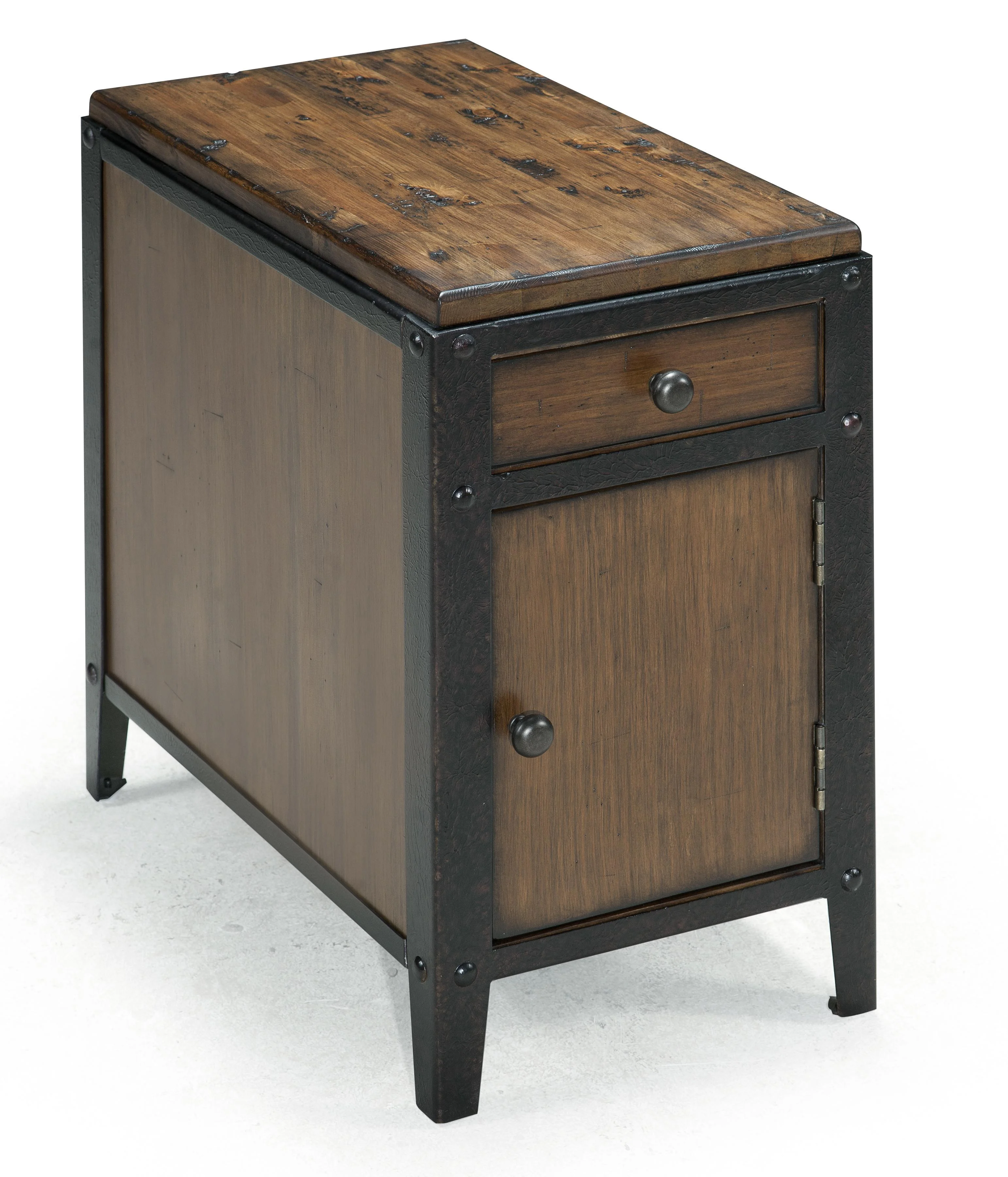 Magnussen Home Pinebrook T1755-31 Rustic Industrial Chairside Door End ...