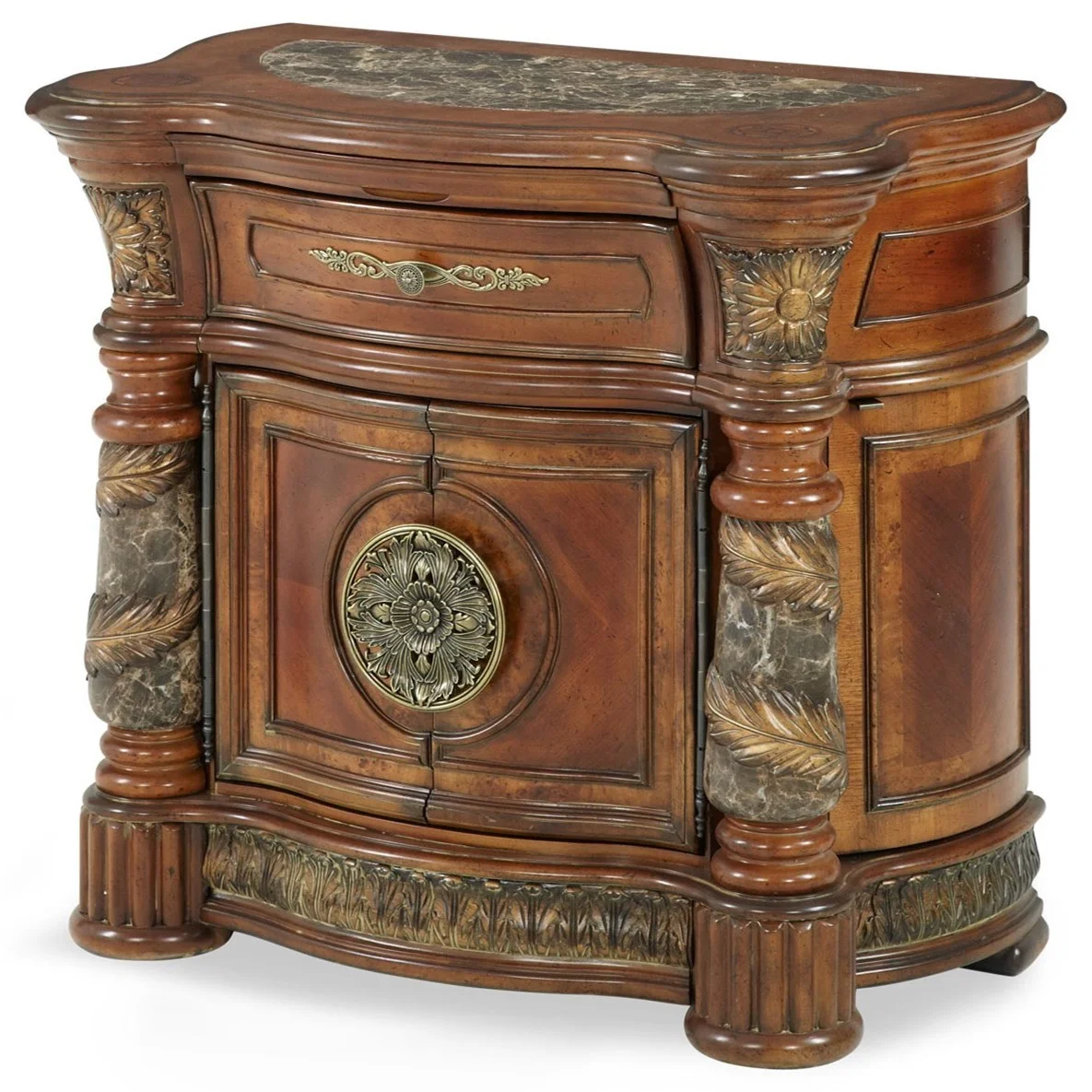 Michael Amini Villa Valencia 15005 Traditional Bedside Chest with Pull ...