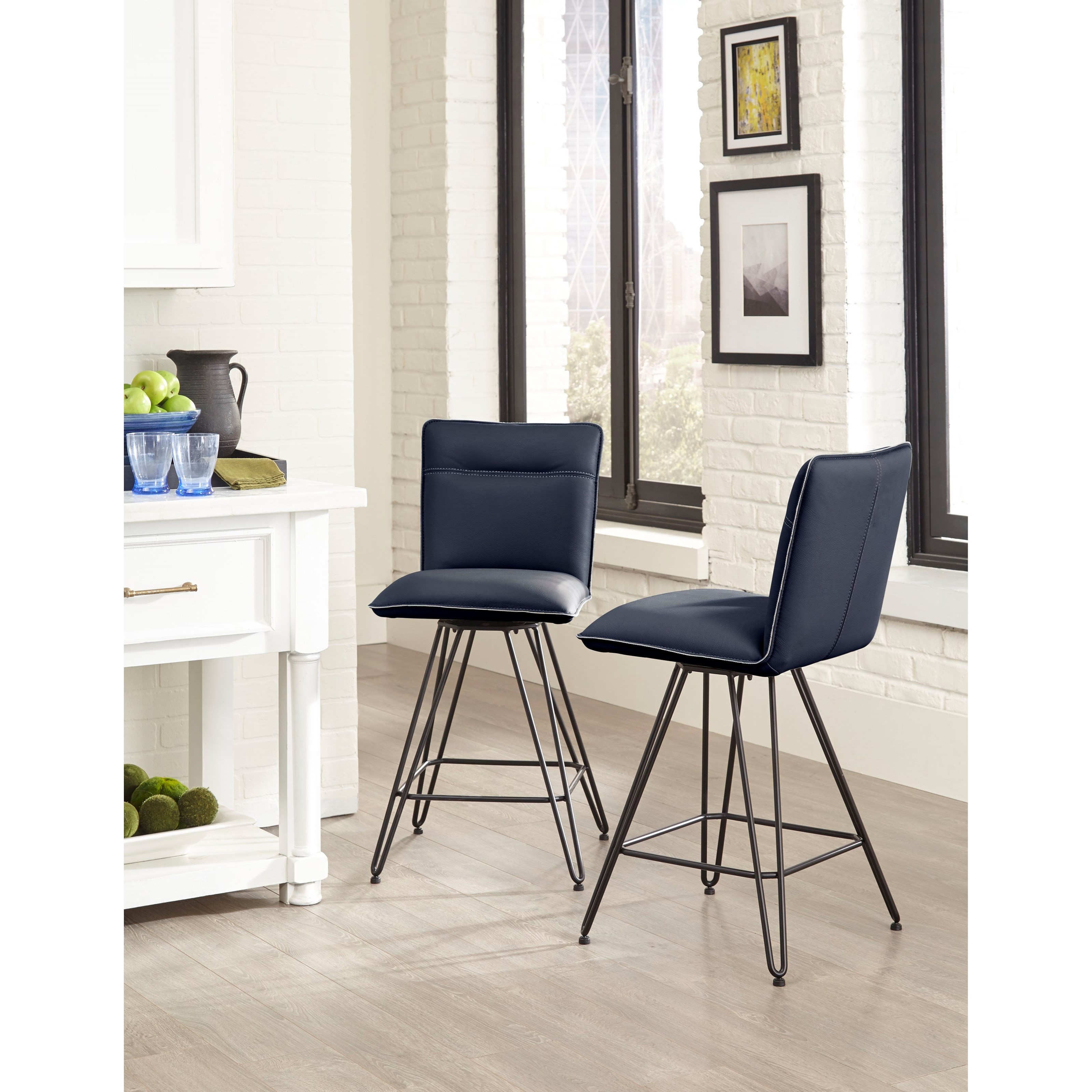 Modus International Crossroads Demi Hairpin Leg Swivel Counter Stool in ...
