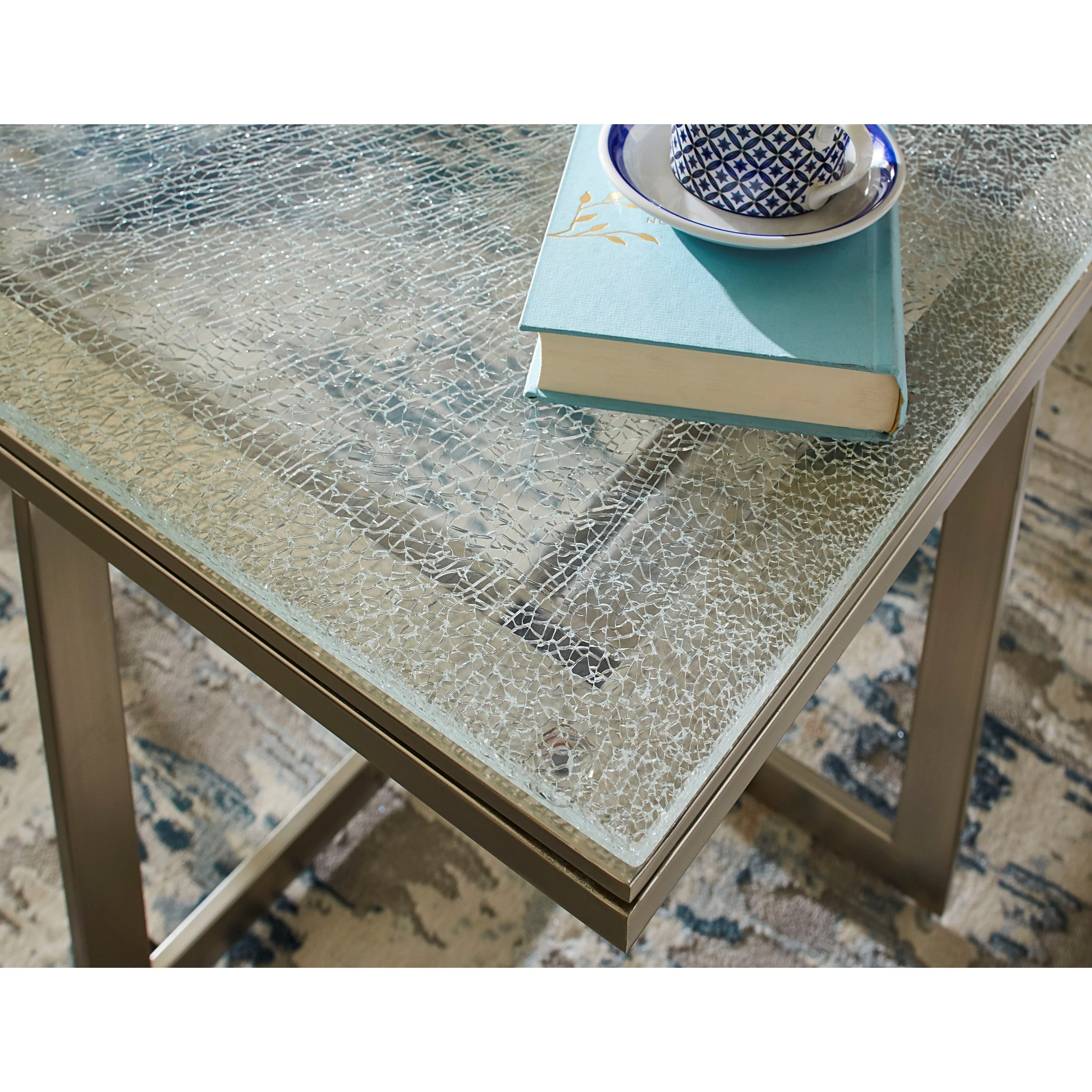 Modus Furniture Eliza 5WT723 Metal Media Console Table with Crackled ...