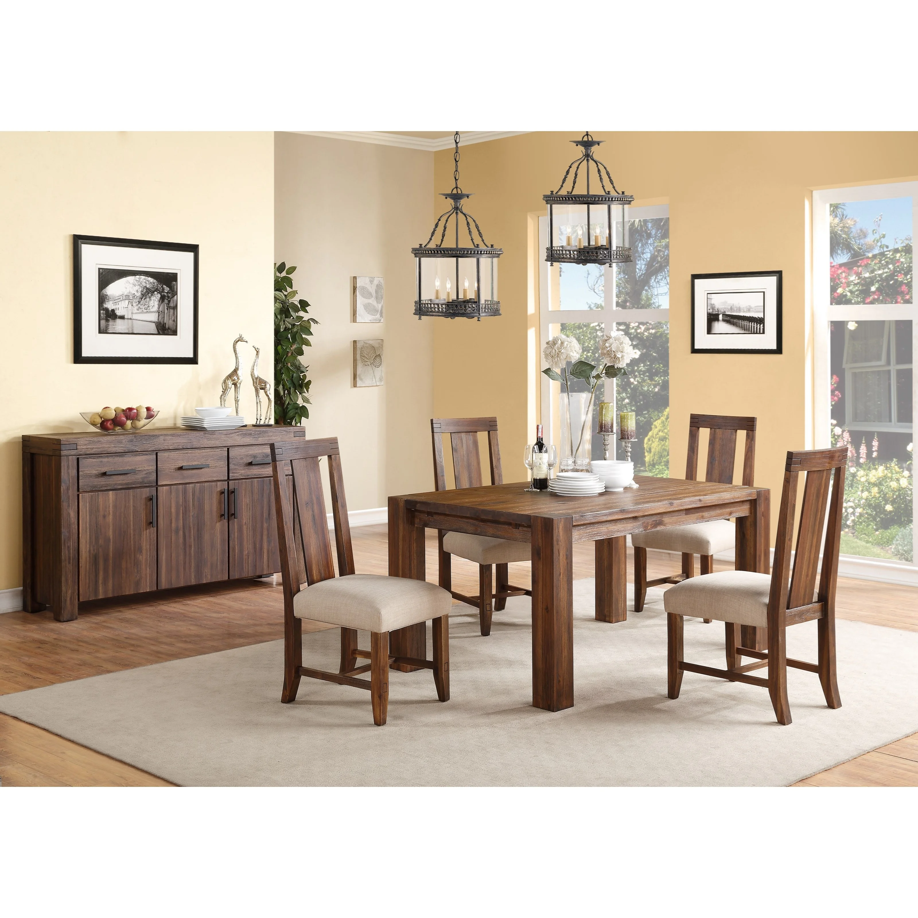 Modus Furniture Meadow 3F4161x1+3F4173x1+3F4166Px4 Casual Dining Room ...