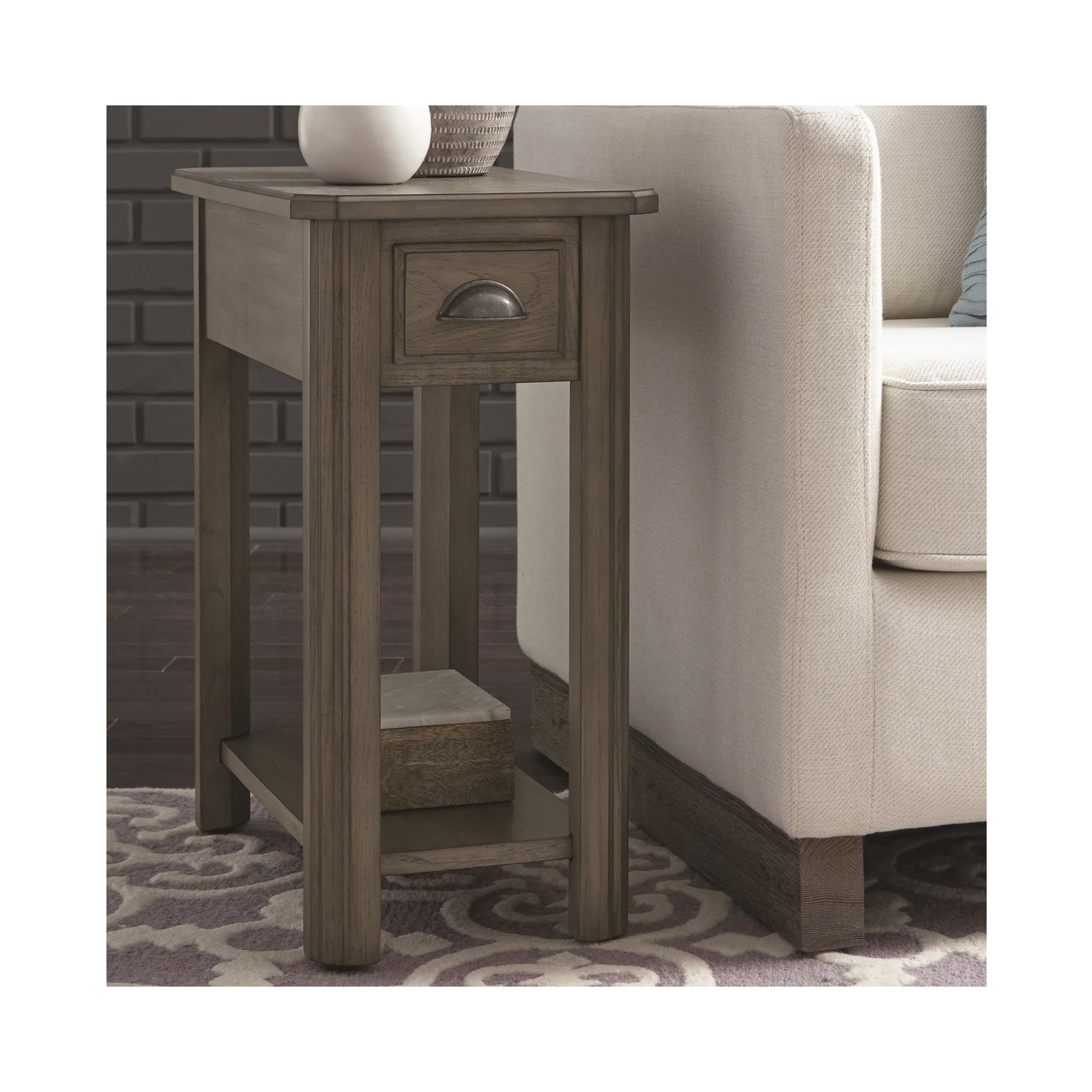 Null Furniture Lakeland Oak 2114-07 Chairside End Table with Drawer and ...