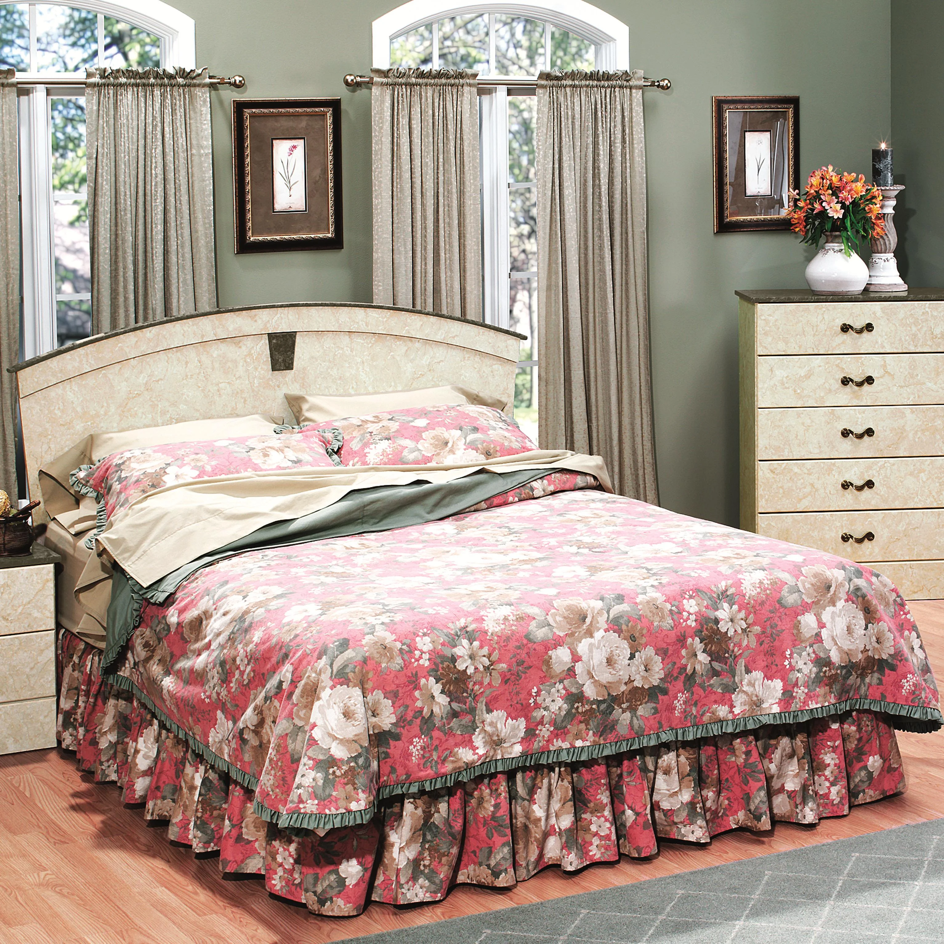 Perdue Sicilian Marble 6030 Queen/Full Faux Marble Arched Headboard ...