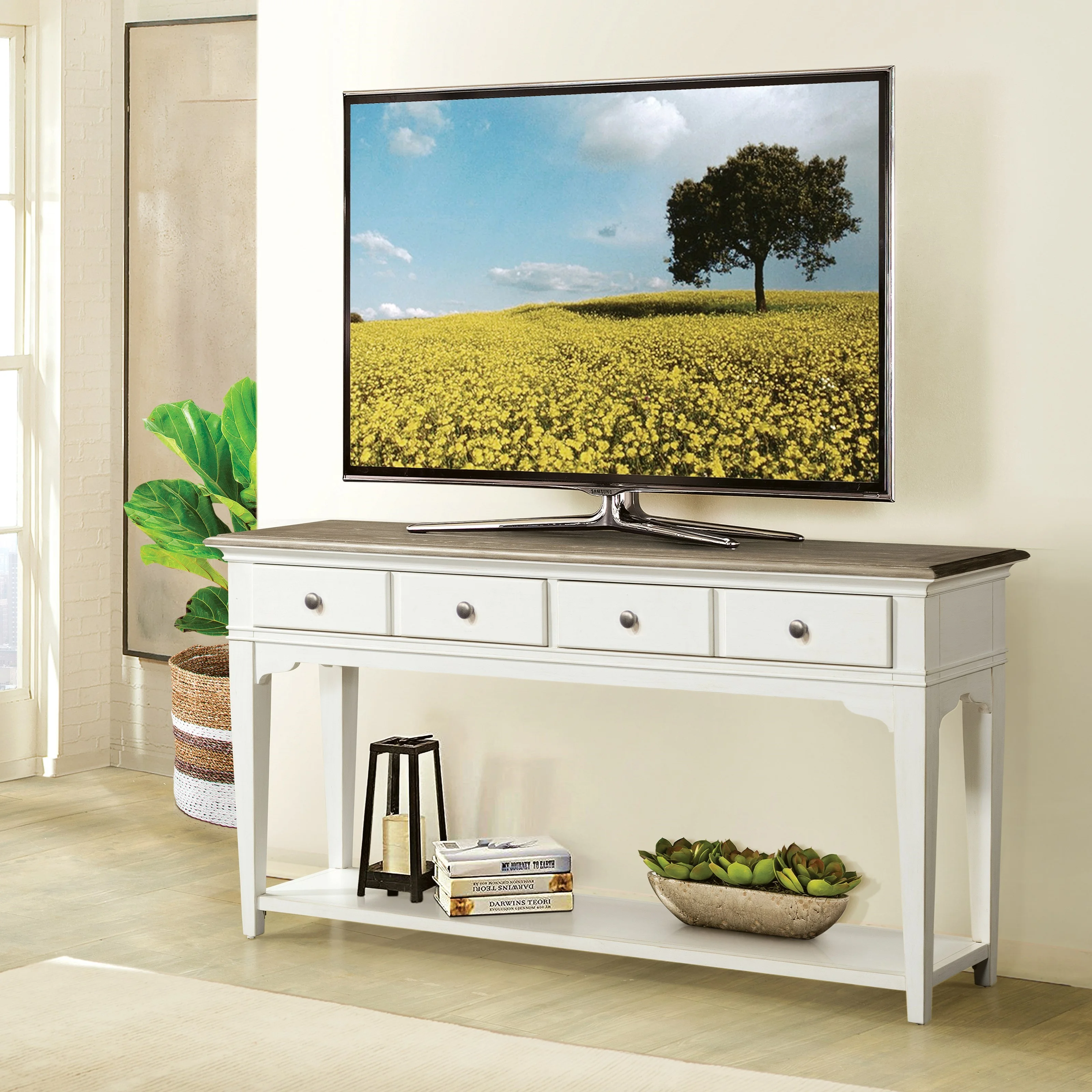 Riverside Furniture Myra 2050837 Transitional 2-Drawer Sofa Table ...