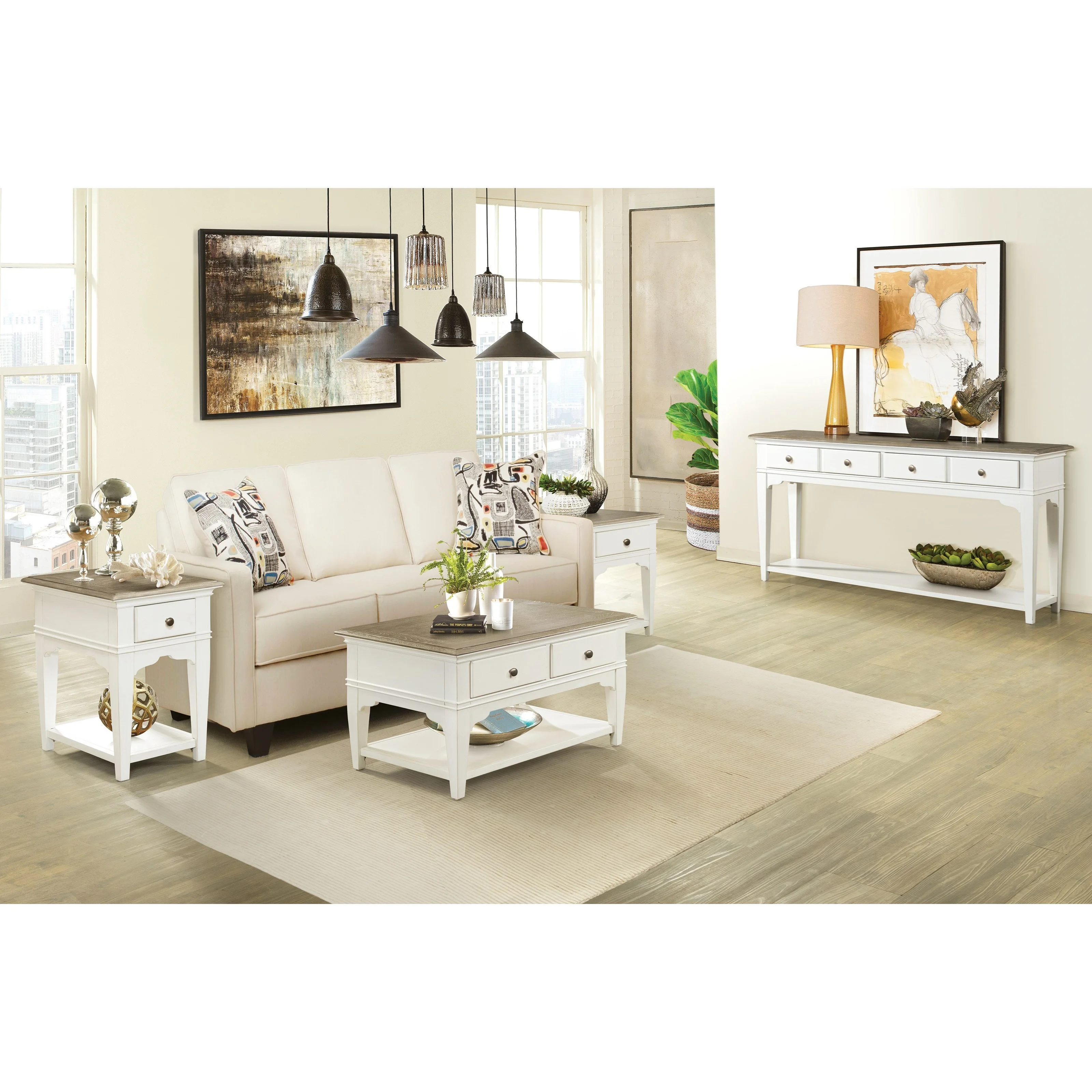 Riverside Furniture Myra 2050837 Transitional 2-Drawer Sofa Table ...