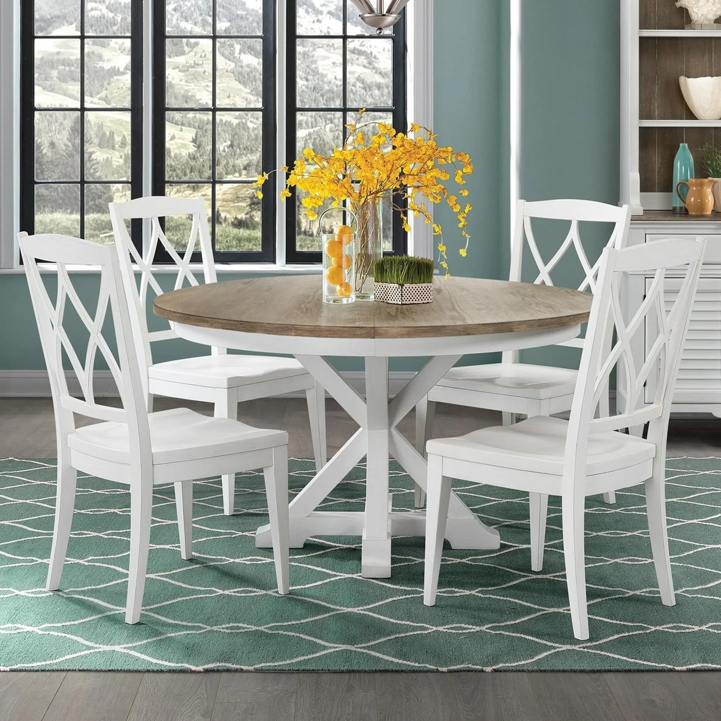 Riverside Furniture Myra 59347x4+x1 5 Piece Round Table and XX-Back ...
