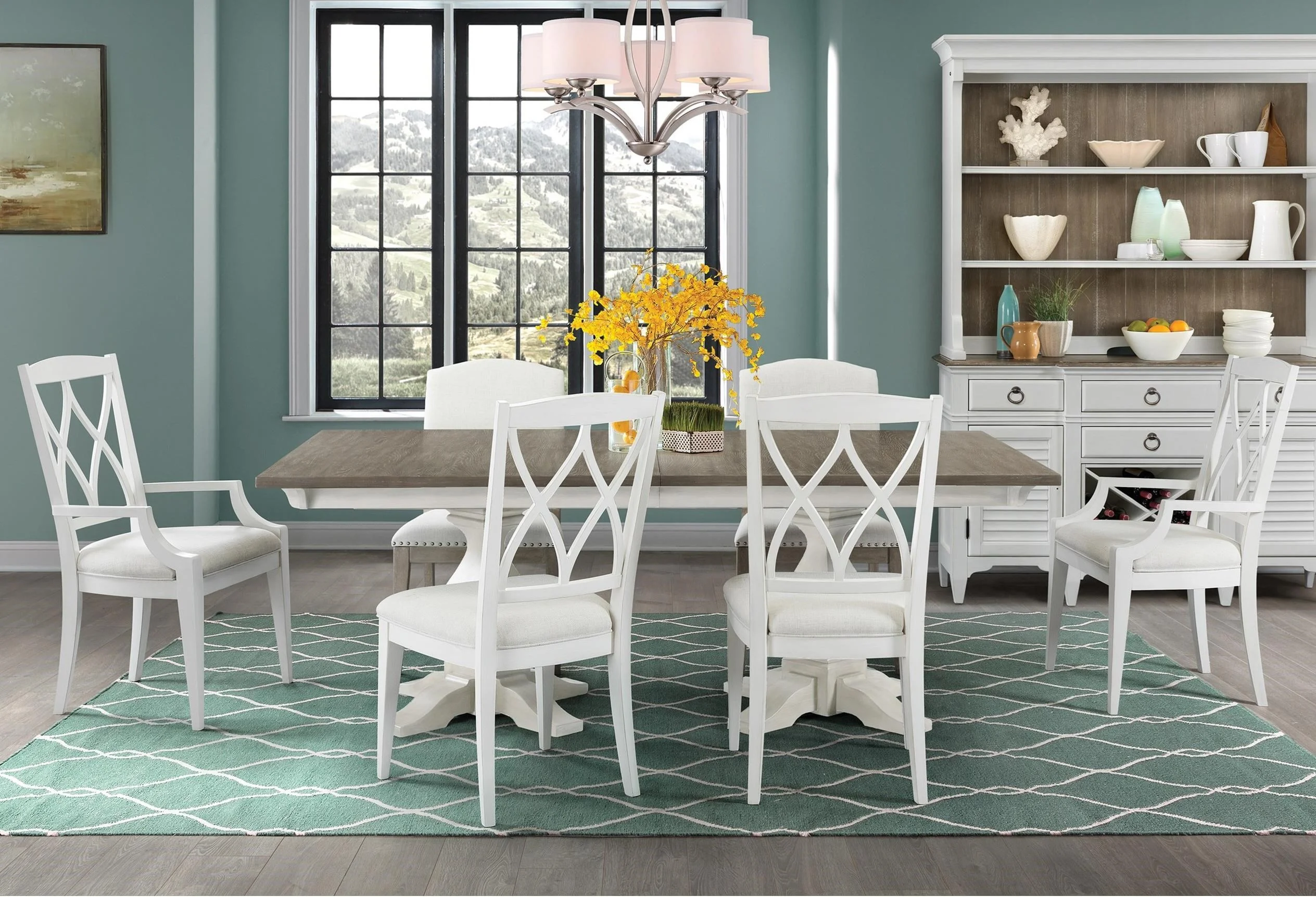 Riverside Furniture Myra x1+59397x4+59398x2 7 Piece Double Pedestal ...