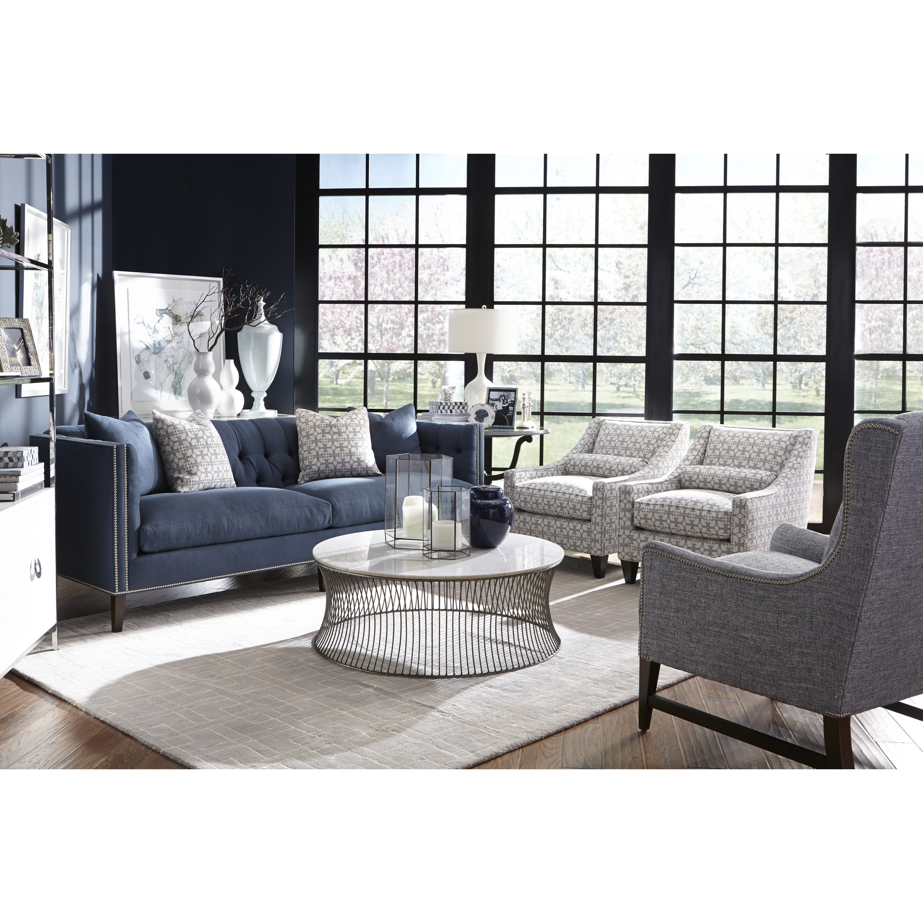 Robin Bruce Brette Brette-033 Tuxedo Sofa with Nailhead Trim | Belfort ...