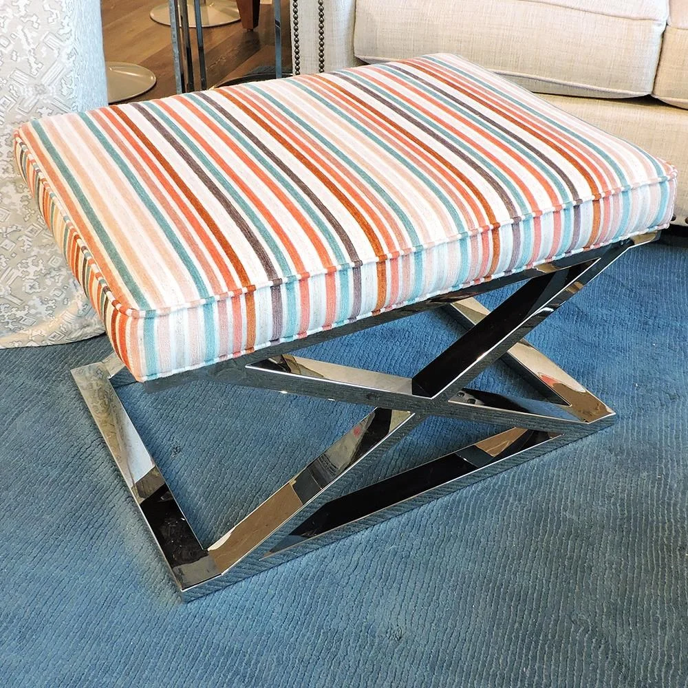 Robin Bruce Pike 137884617 Contemporary Ottoman with Metal Legs ...