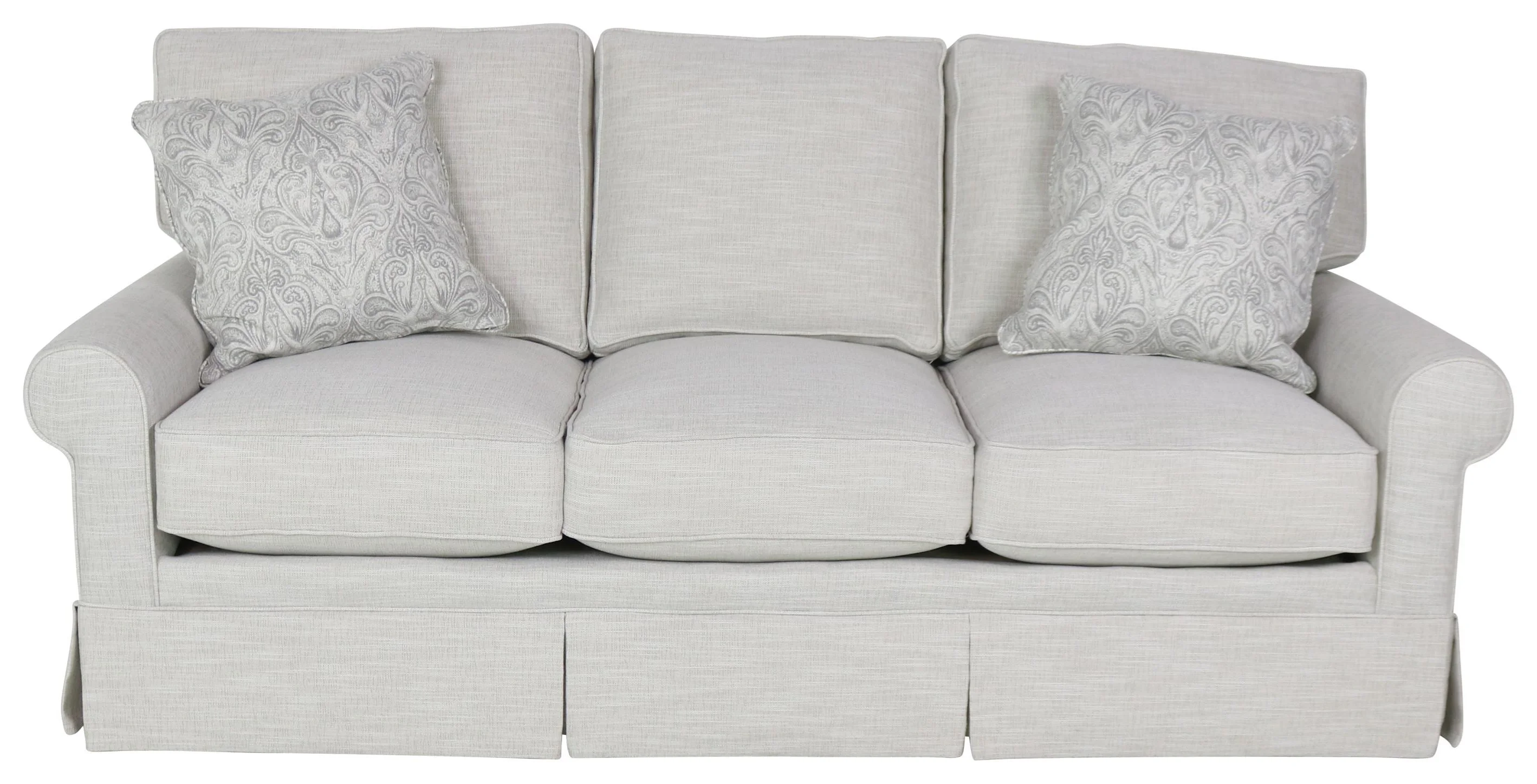 Rowe My Style I Customizable Sofa with Rolled Arms, Skirted Base and ...