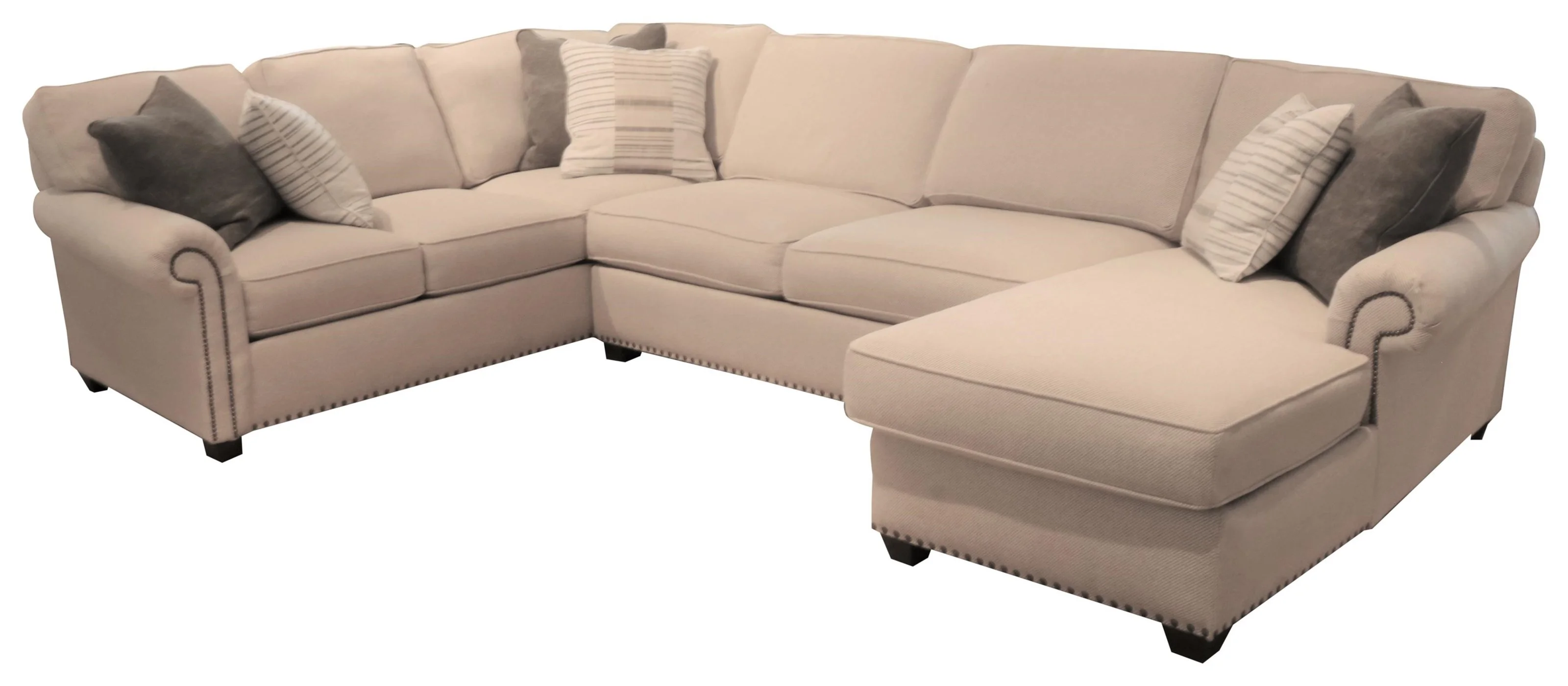 Rowe Morgan Traditional Three Piece Sectional Sofa with Chaise ...