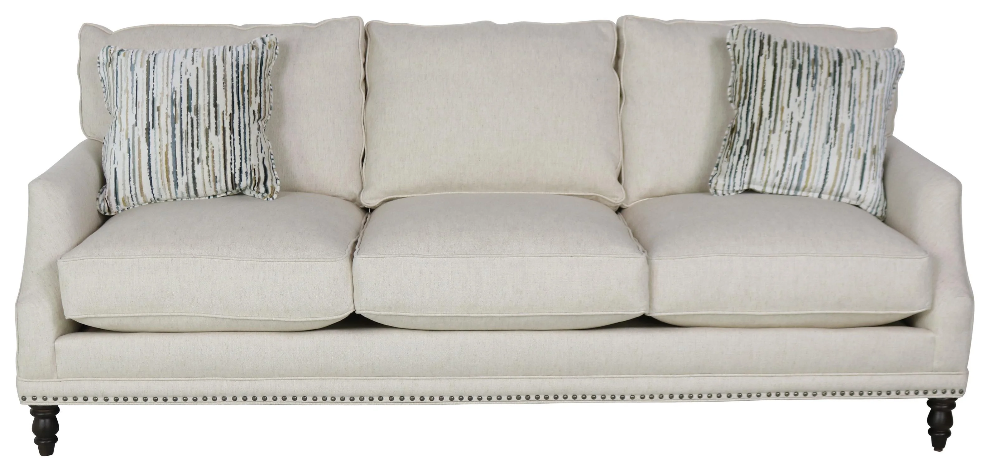 Rowe My Style II Customizable Sofa with Scooped Arms, Turned Legs and ...