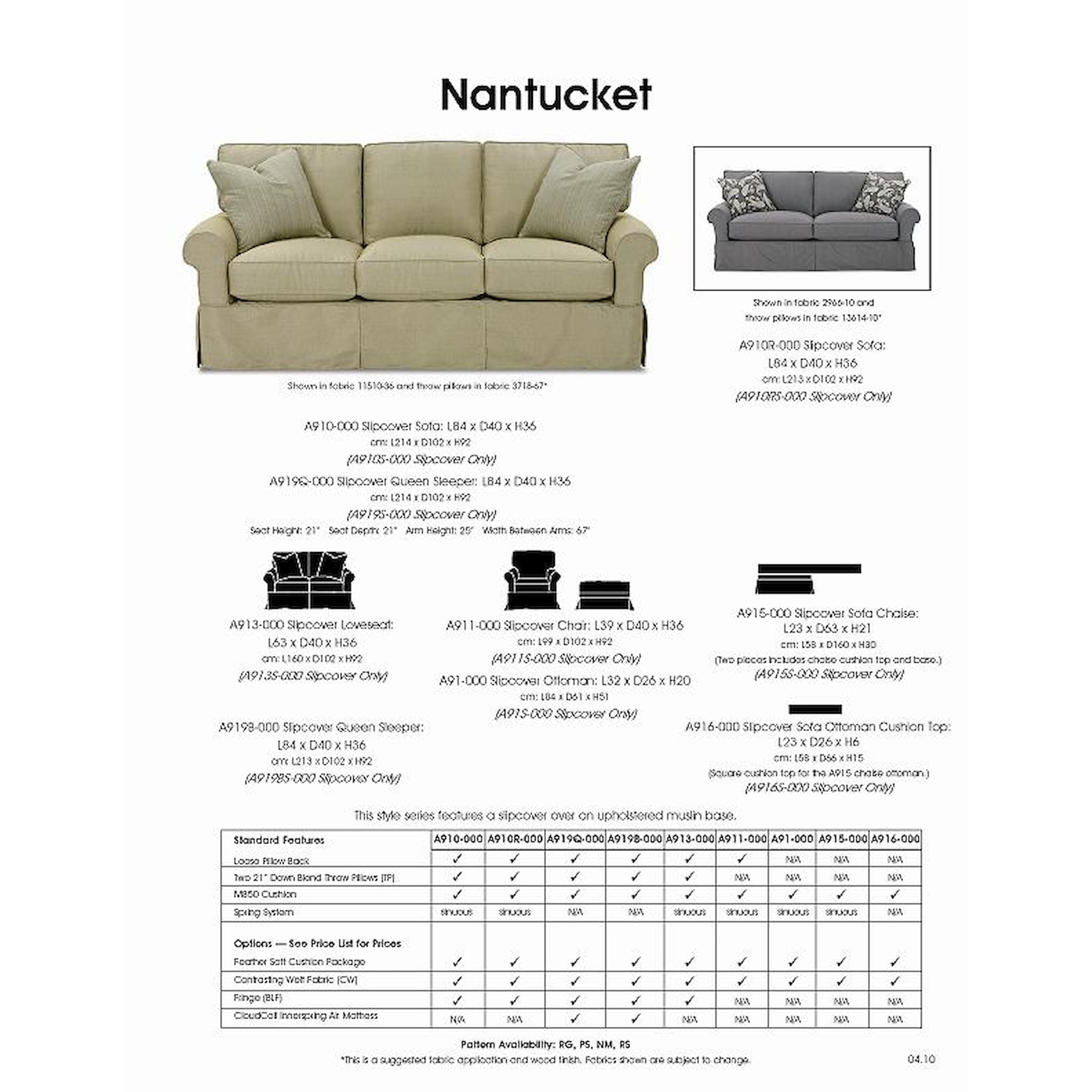 Rowe Nantucket A910R-000 84" Two Cushion Slipcover Sofa | Belfort ...