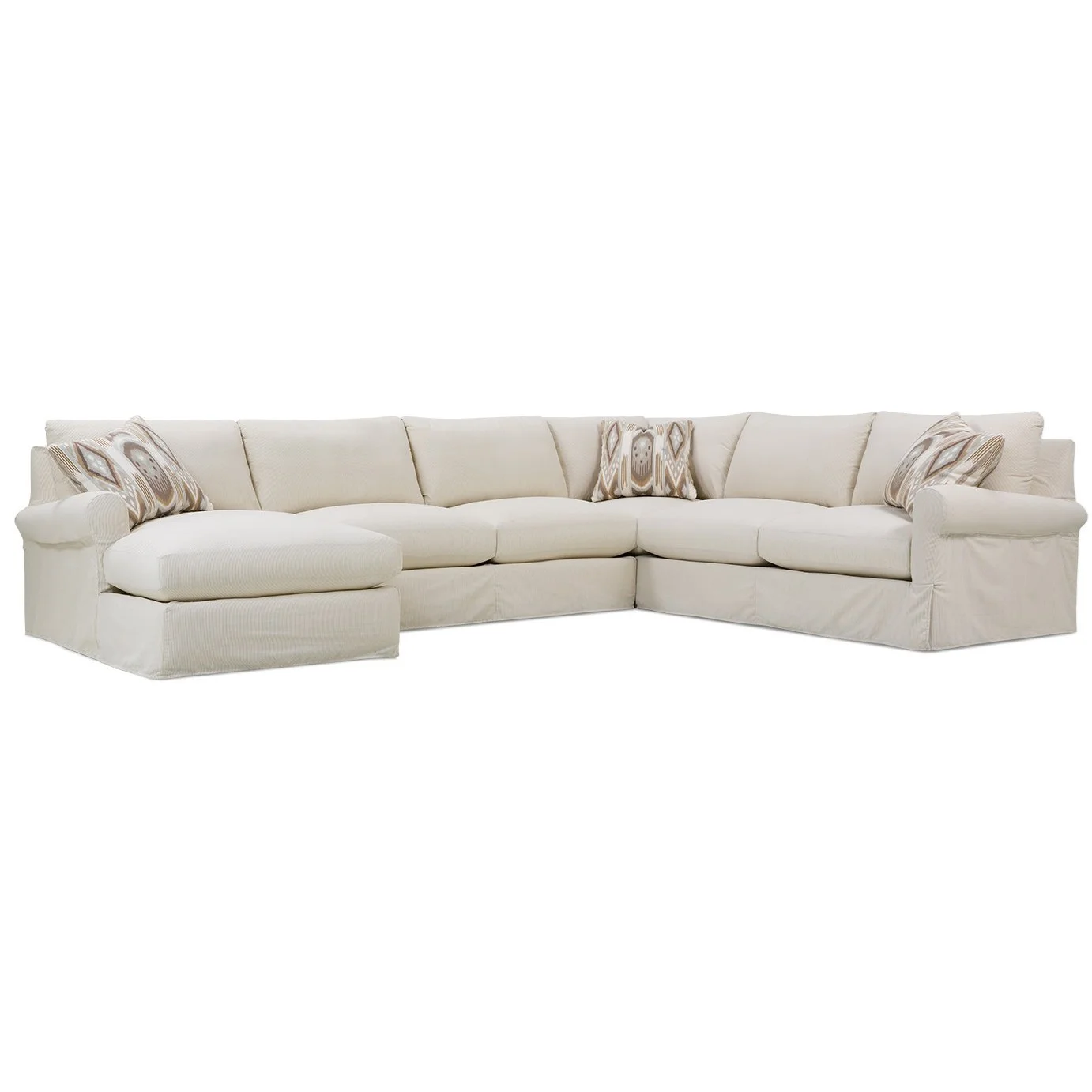 Rowe P603 Transitional Sectional Sofa with Rolled Arms and Slipcover ...