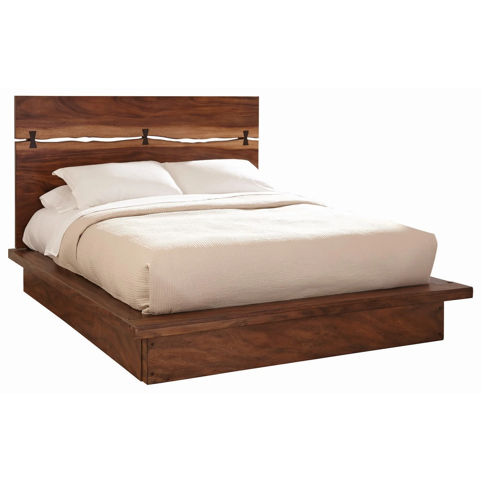 Coaster Winslow 223250KE Rustic King Platform Bed with Live Edge Look ...