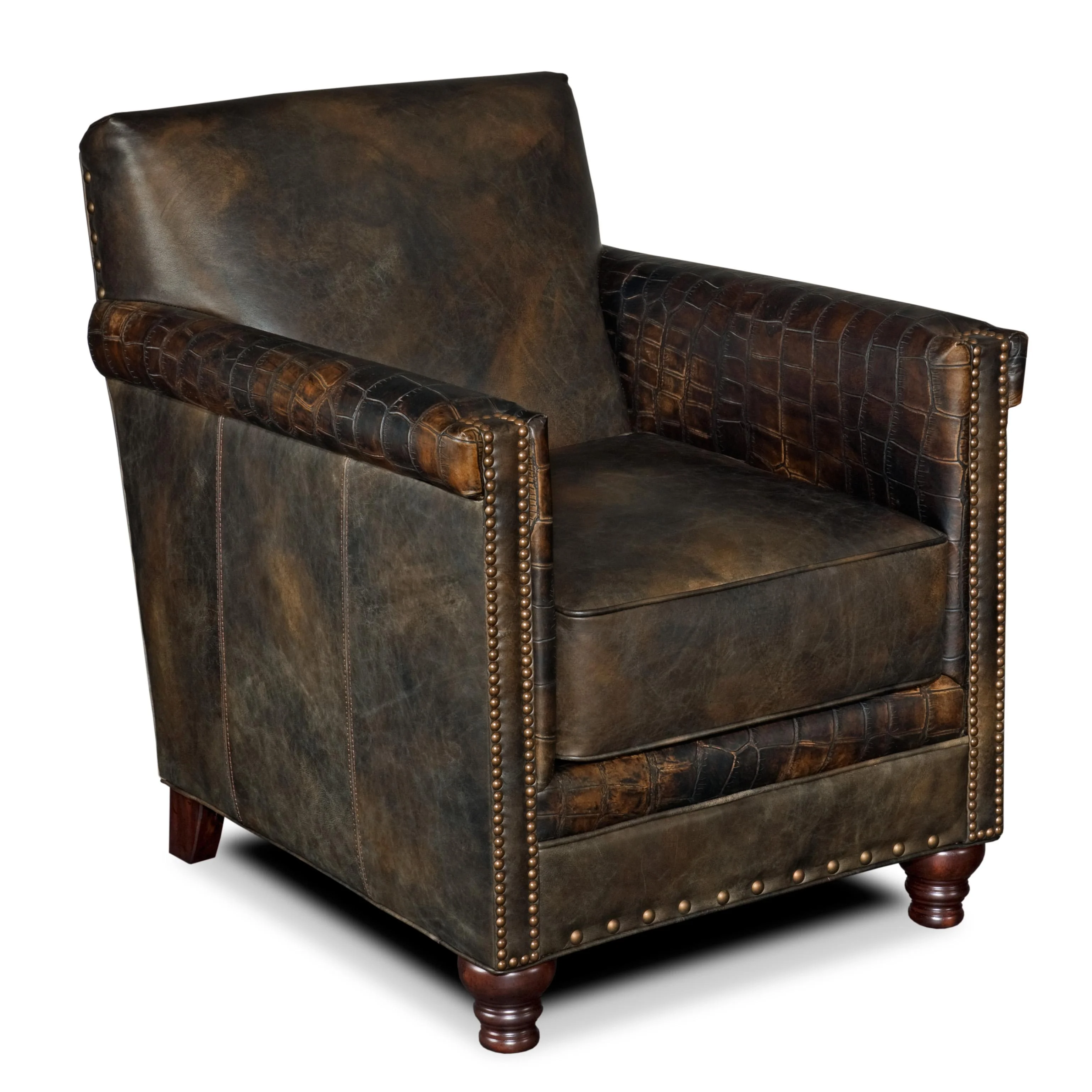 Hamilton Home Club Chairs Potter Leather Club Chair with Nailhead Trim ...