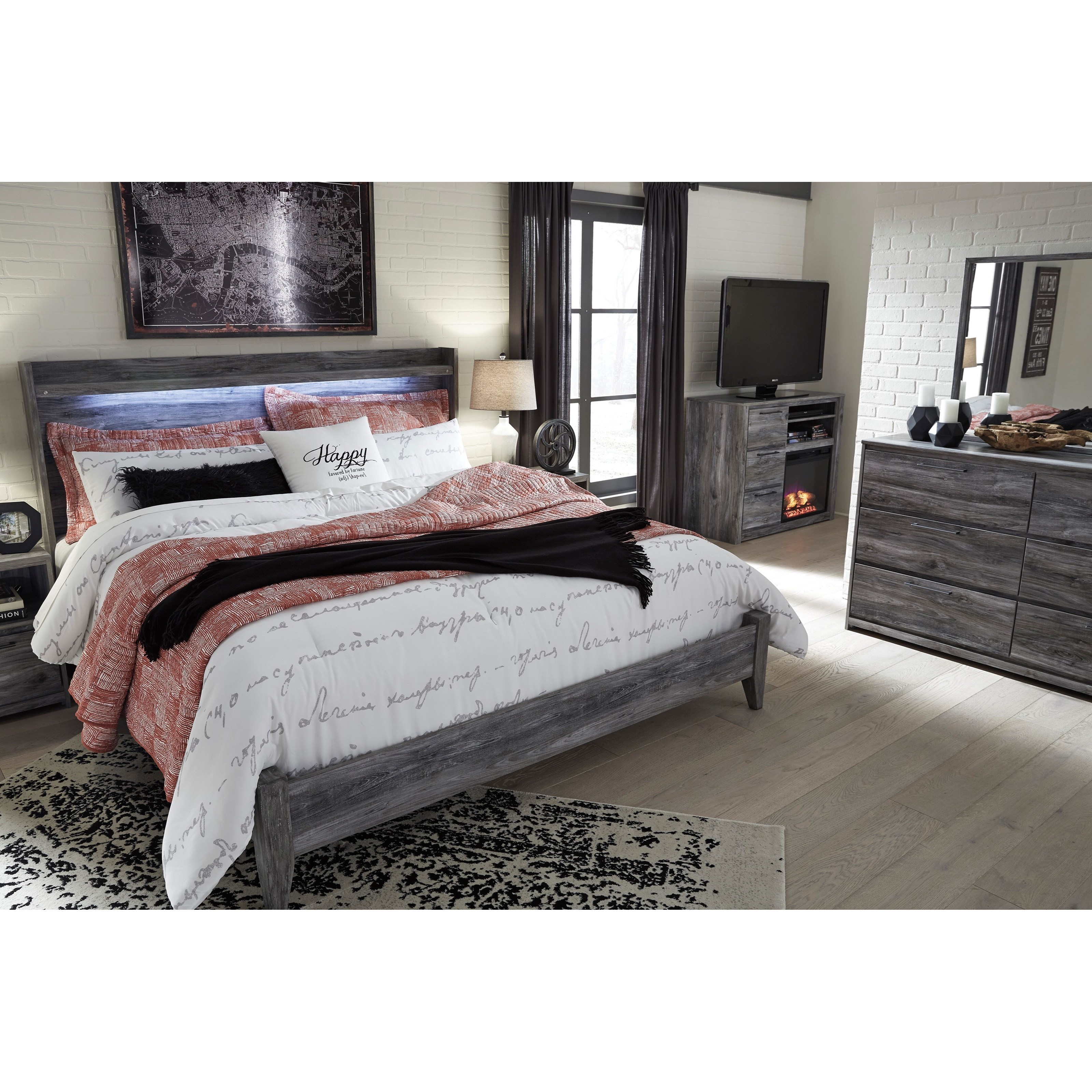 Signature Design by Ashley Baystorm B221B11 King Panel Bed with Dimming ...