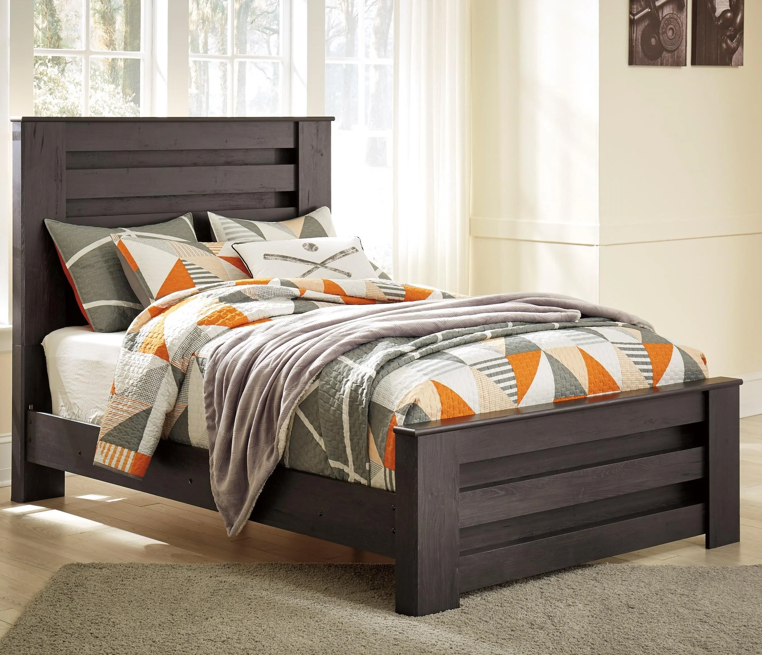 Signature Design by Ashley Brinxton B249B5 Full Panel Bed in Charcoal ...