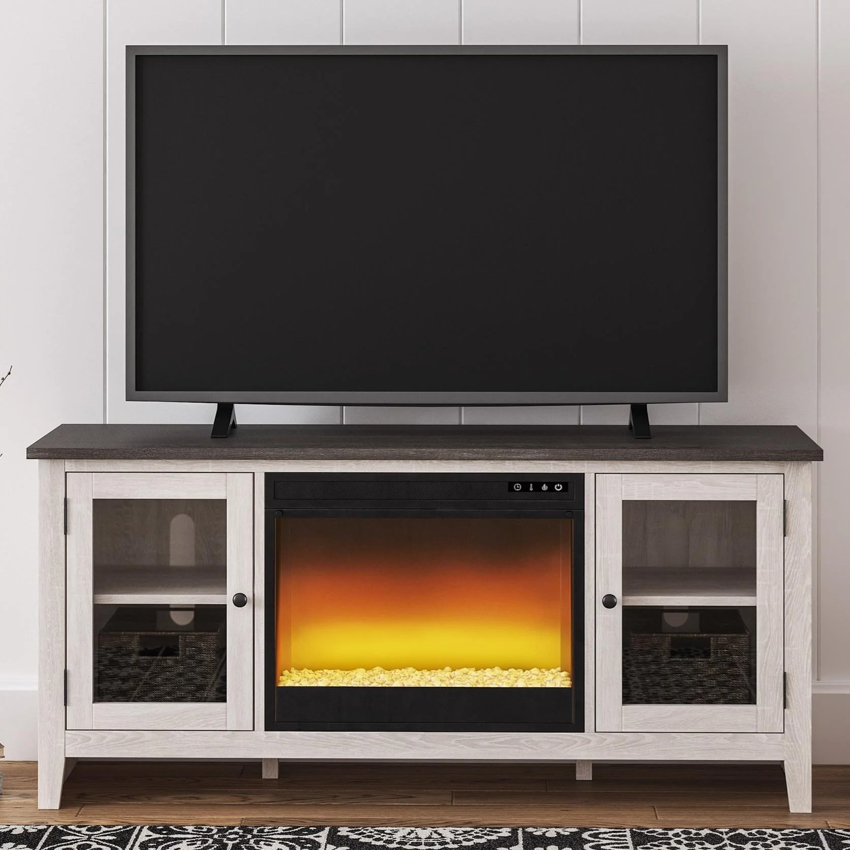 Ashley Signature Design Dorrinson W287W2 Two-Tone Large TV Stand w ...