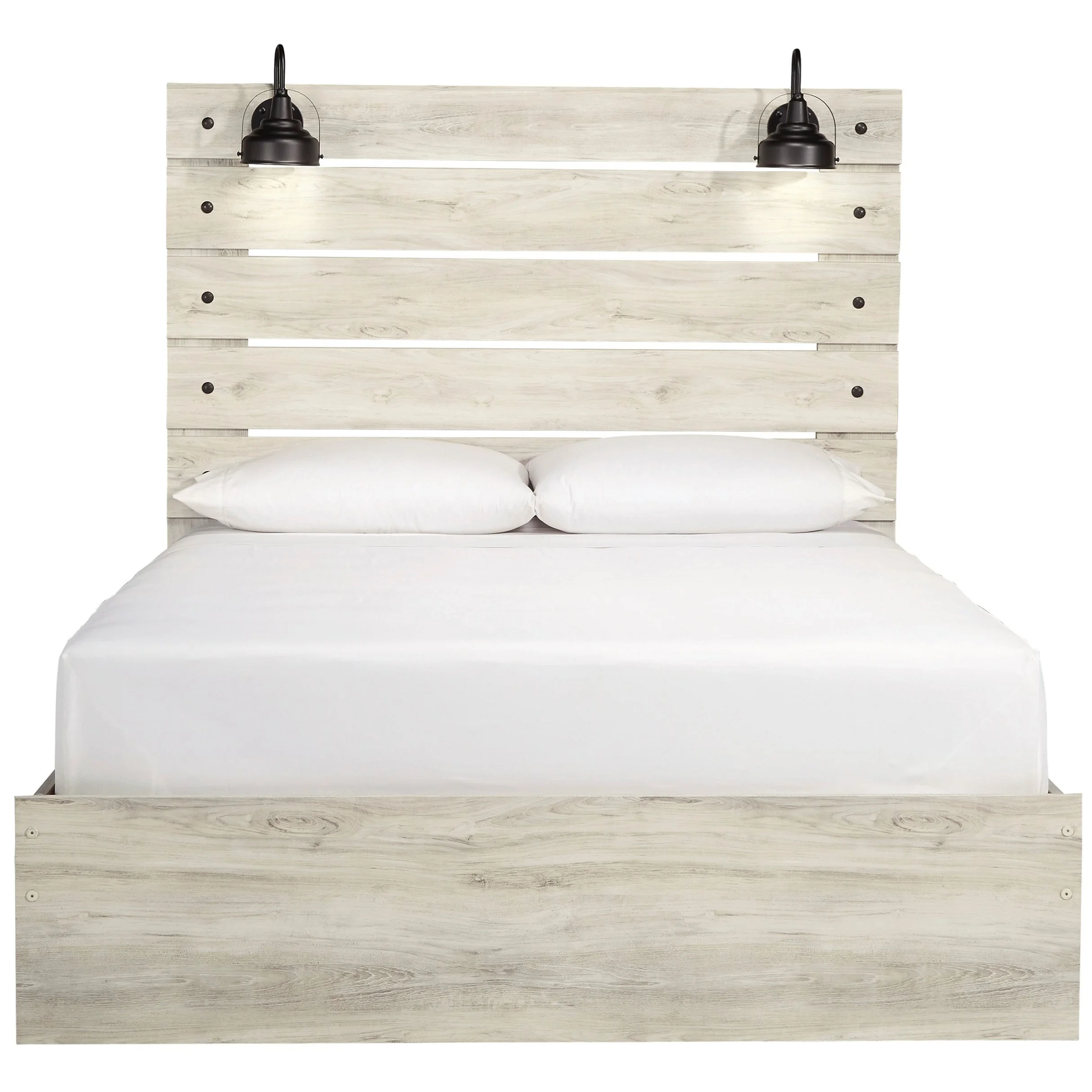 Cambeck B192B4 Rustic Queen Panel Bed with Industrial Lights ...