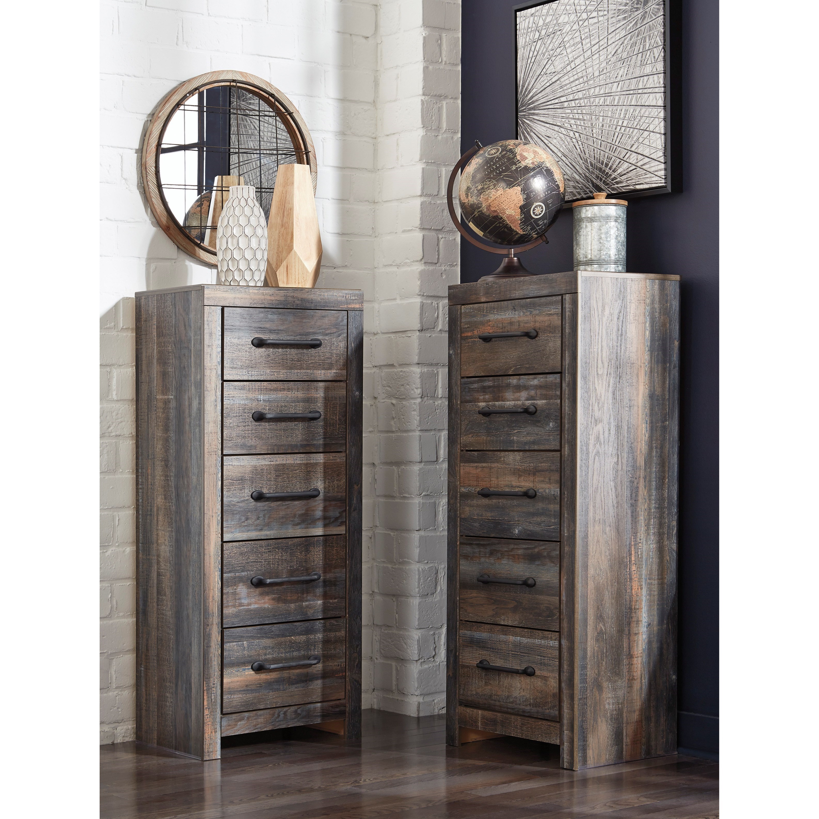 Signature Design by Ashley Drystan B211-11 Rustic Narrow 5-Drawer Chest ...