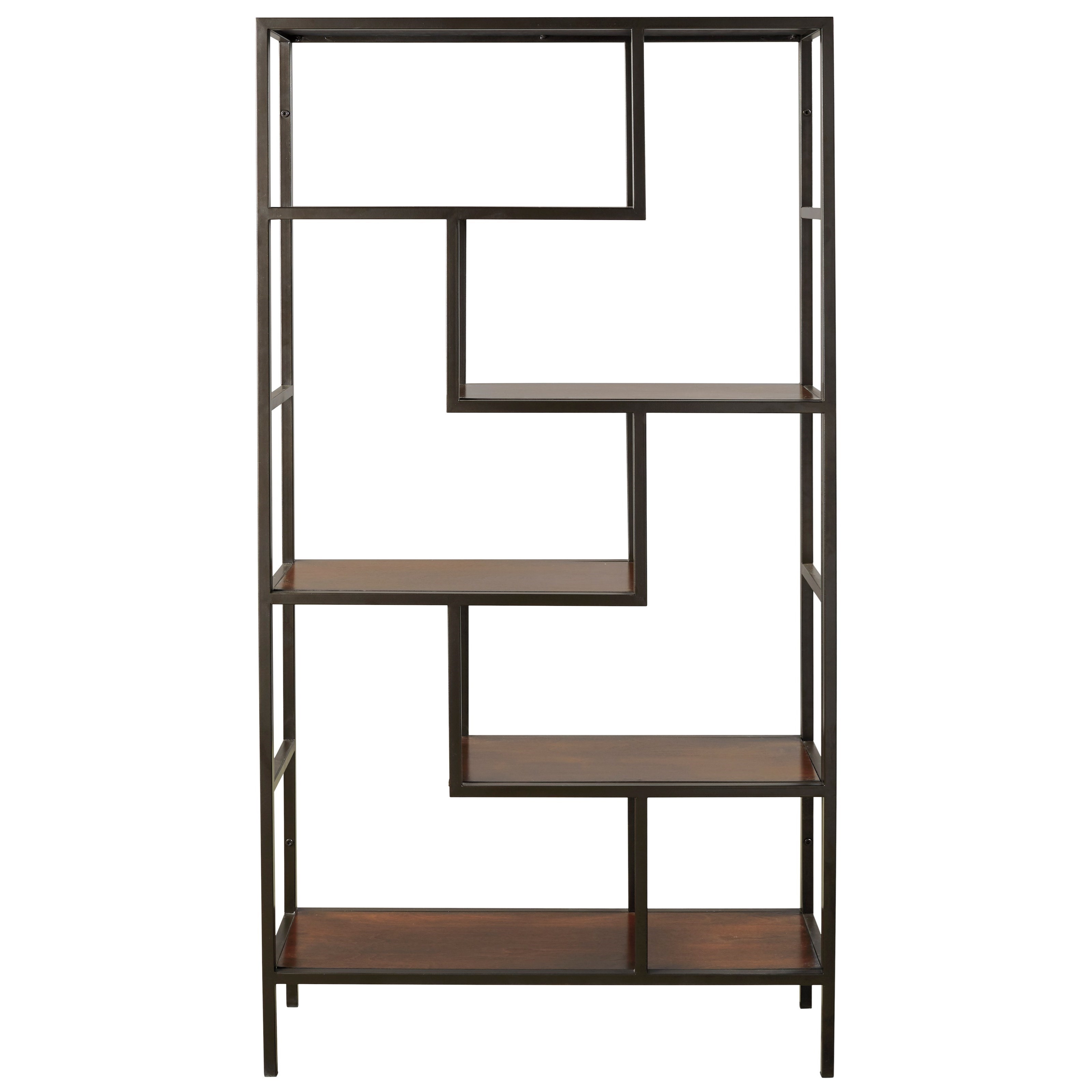 Signature Frankwell A4000021 Contemporary Metal Wood Bookcase Walker s Furniture Bookcase Open