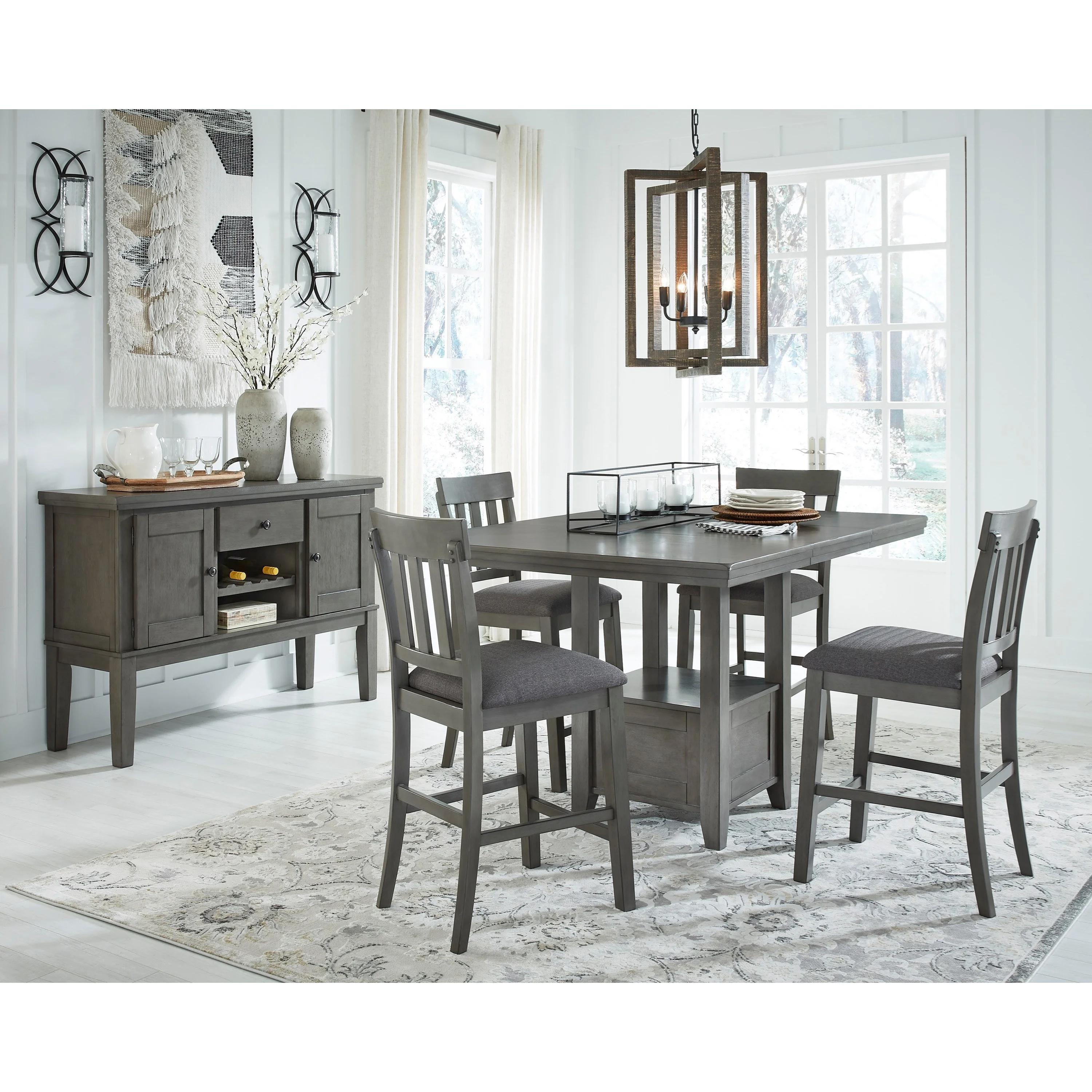 Ashley Signature Design Hallanden D589-42x1+D589-124x4+D589-60x1 Dining ...