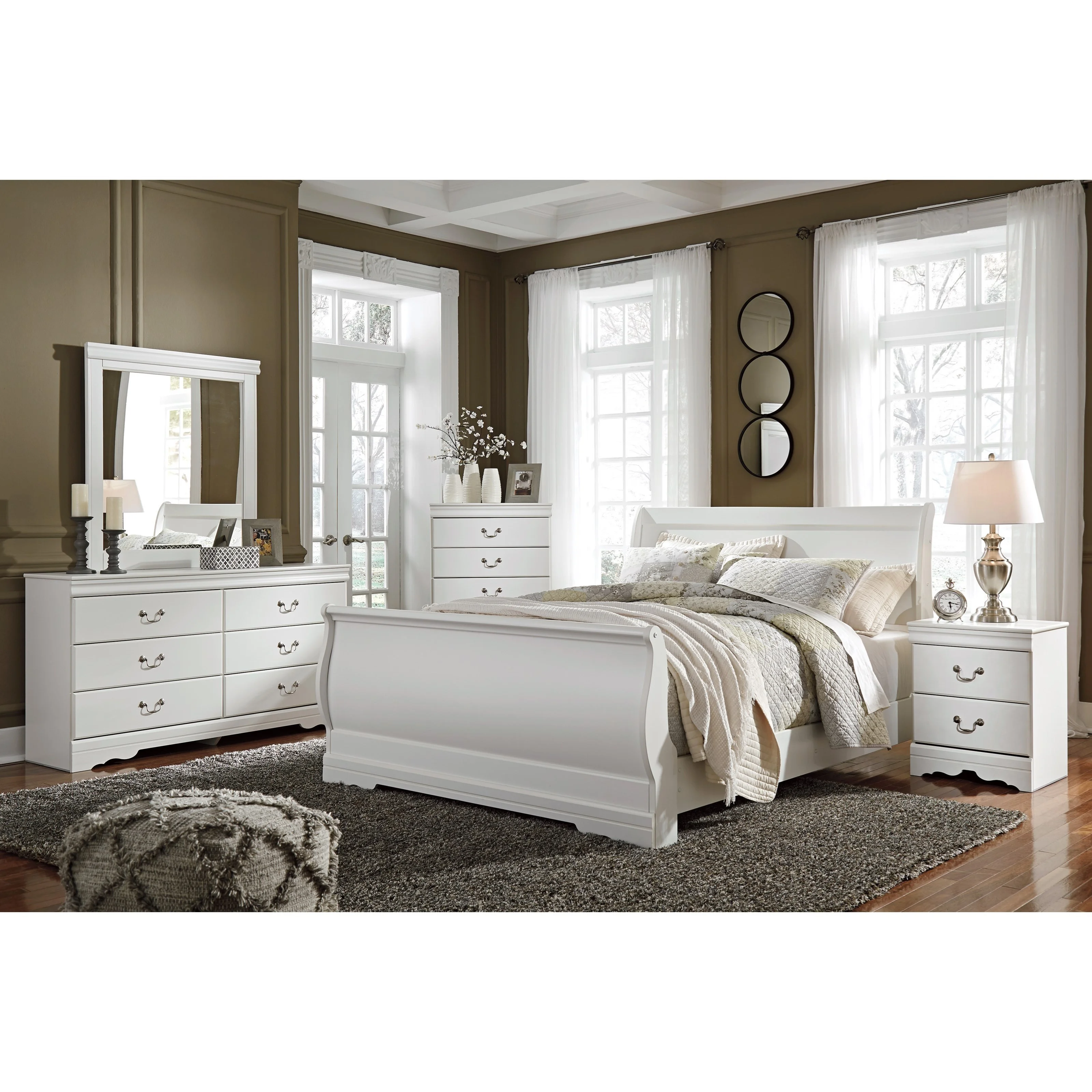 Ashley Signature Design Anarasia B129B9 Queen Sleigh Bed, Dresser ...