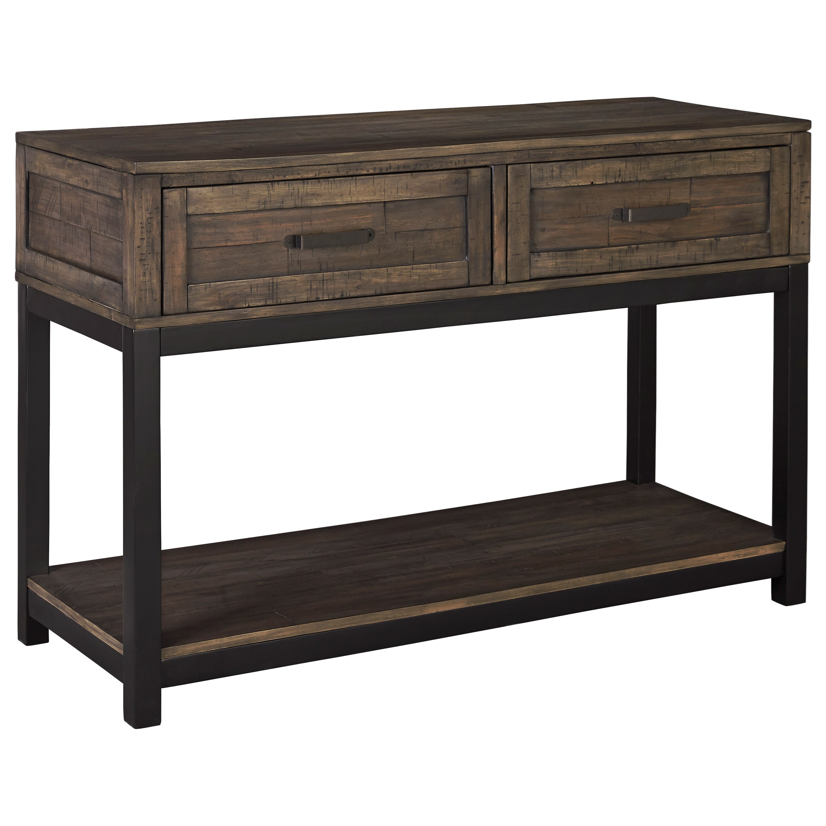 Signature Design by Ashley Johurst T444 4 Rustic 2 Drawer Sofa Table Royal Furniture Sofa Tables Consoles