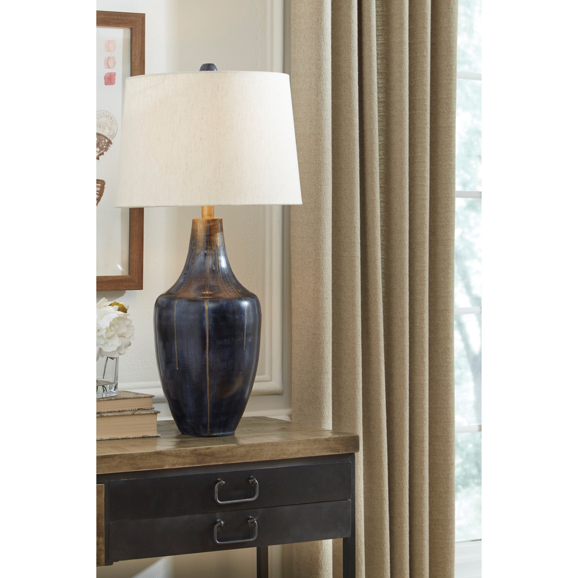 Signature Design by Ashley Lamps - Contemporary 10819744 Evania Indigo ...