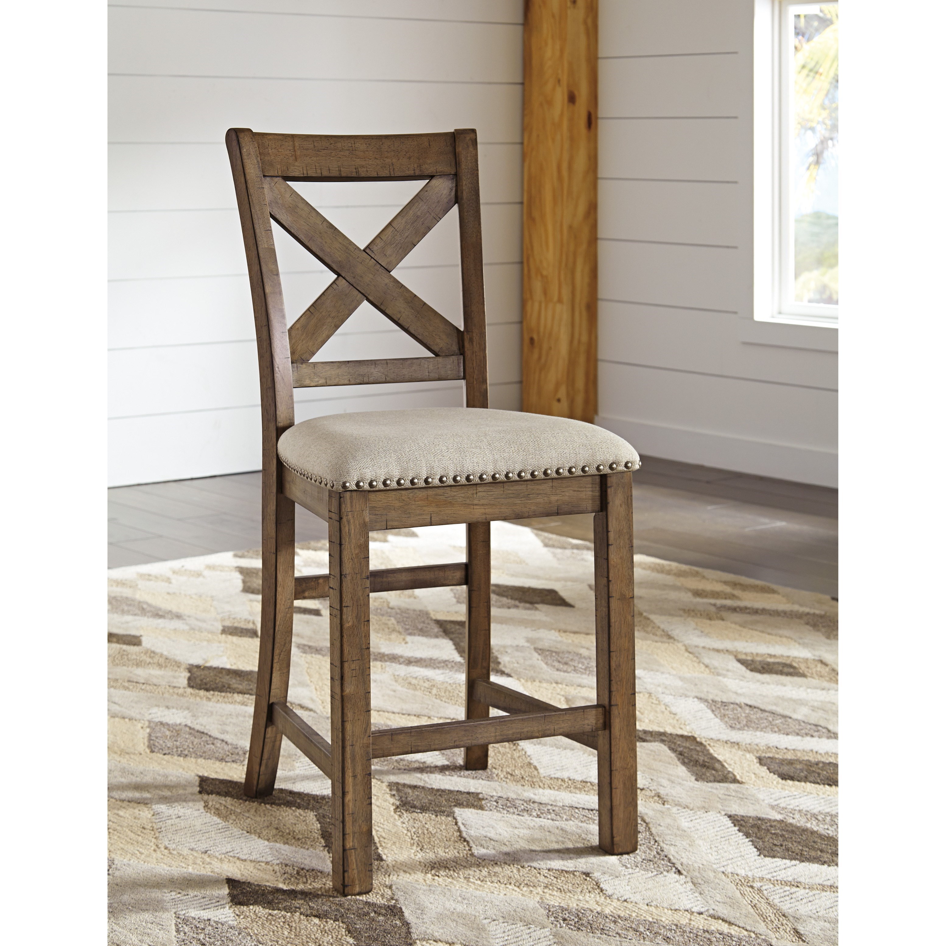 Signature Design by Ashley Moriville D631-124 Upholstered Barstool with ...