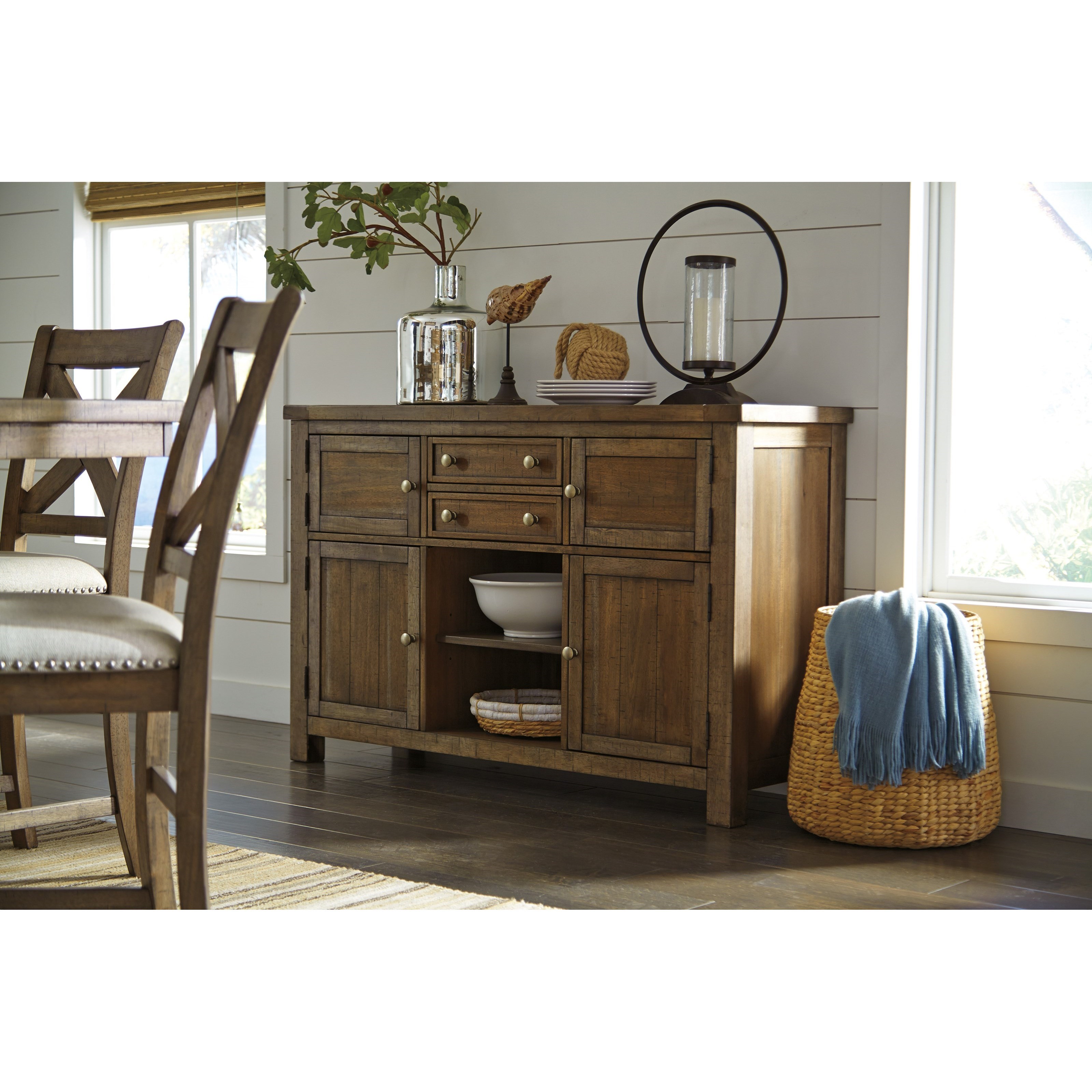 Signature Design by Ashley Moriville D631-60 Dining Room Server with 4 ...