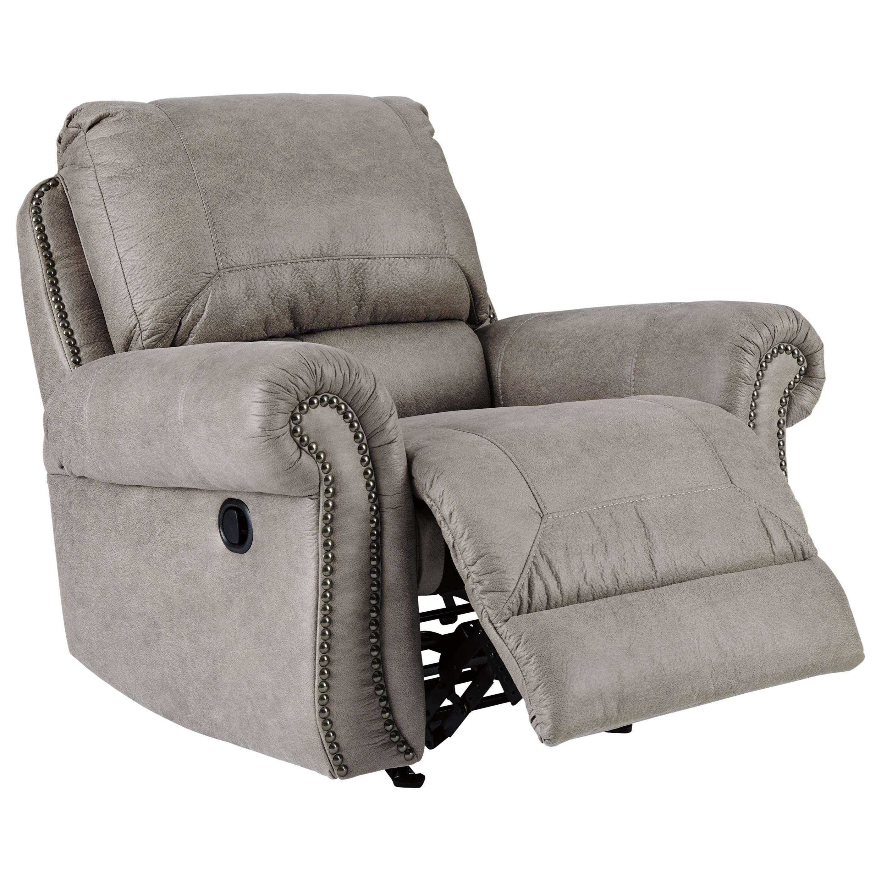 Signature Design by Ashley Olsberg 4870125 Rocker Recliner with Nailhead Trim Wayside Furniture Mattress Recliner Three Way