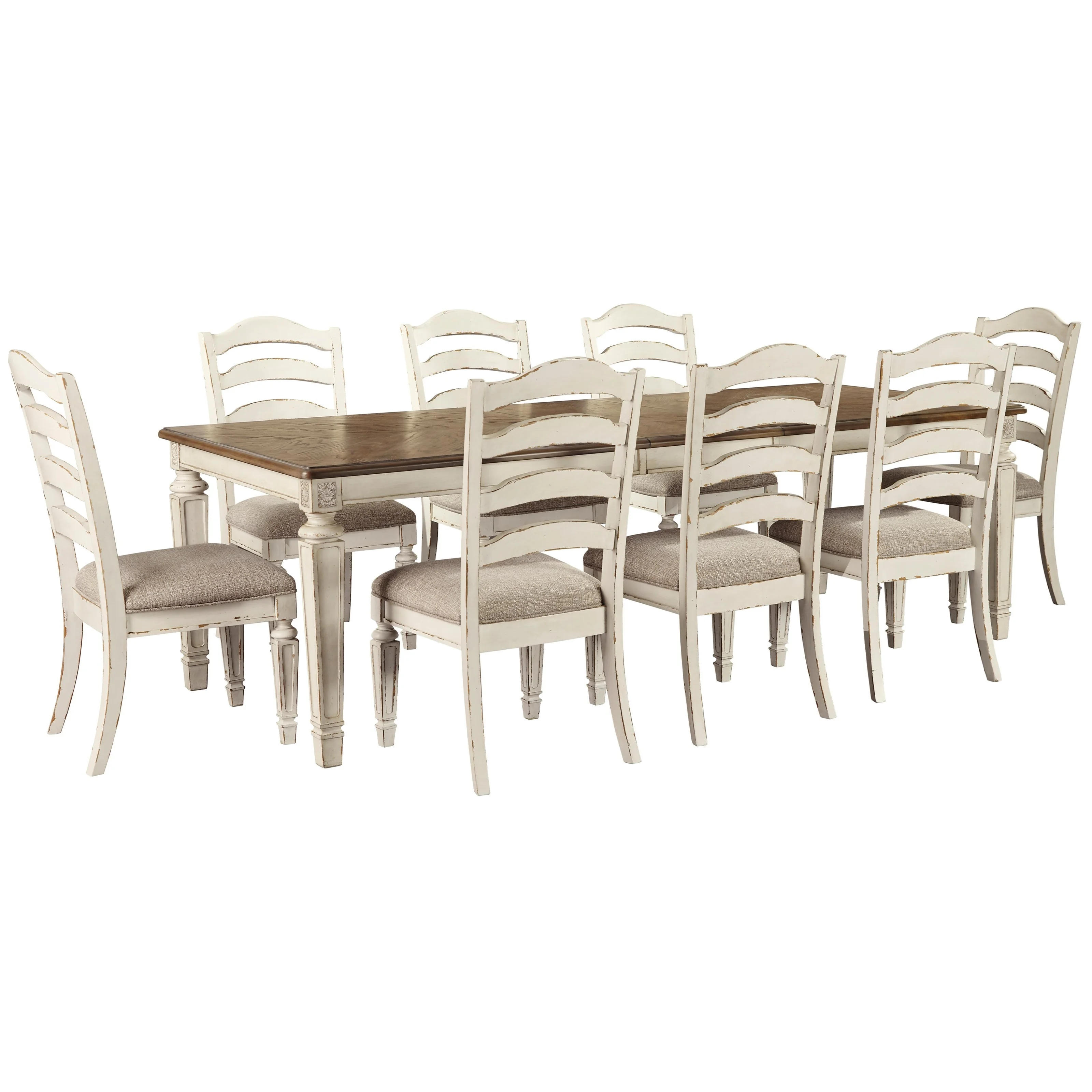 Signature Design by Ashley Realyn D743D5 Dining Table And 8 Chairs ...