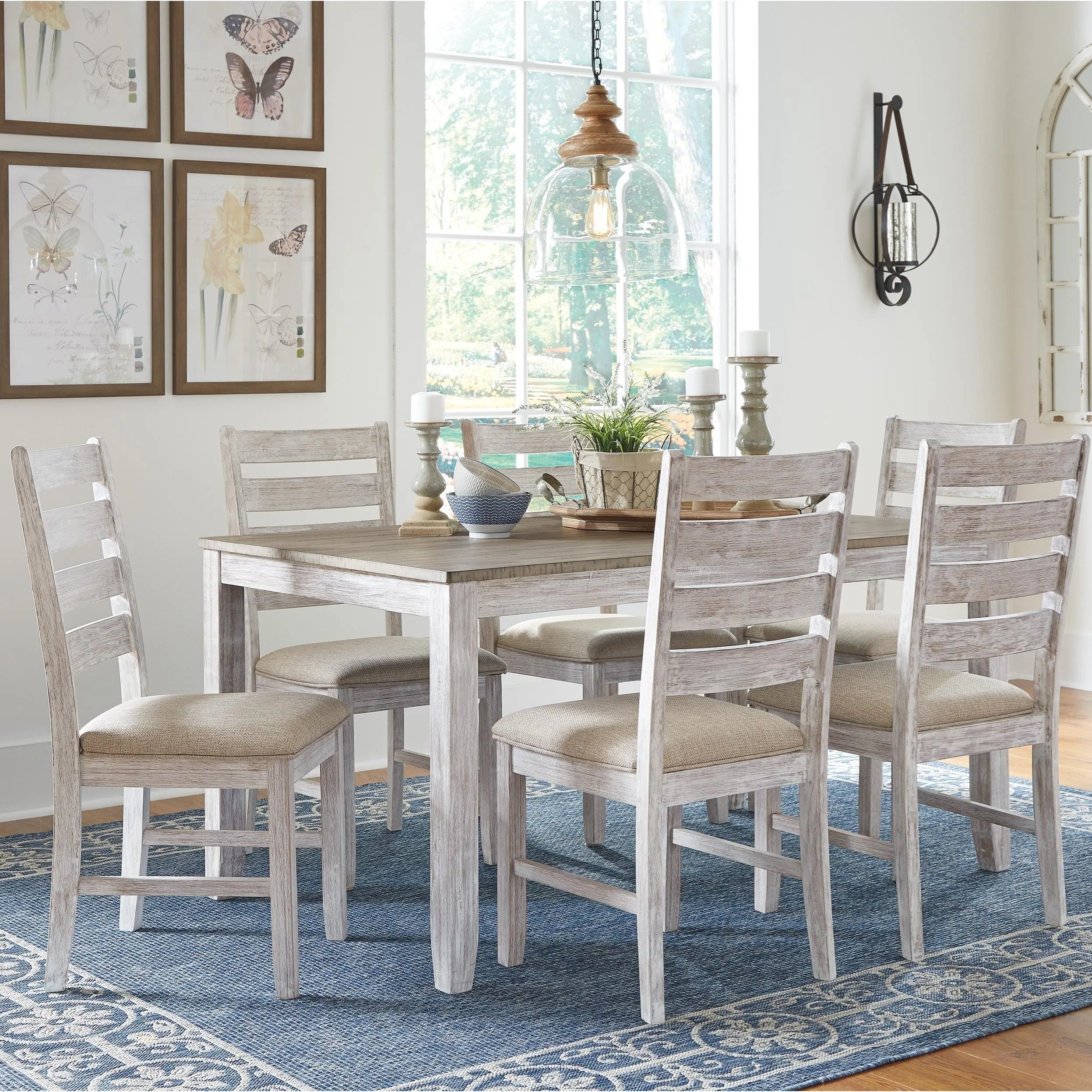 Skempton D394-425 Two-Tone 7-Piece Dining Set with Two-Tone Finish ...