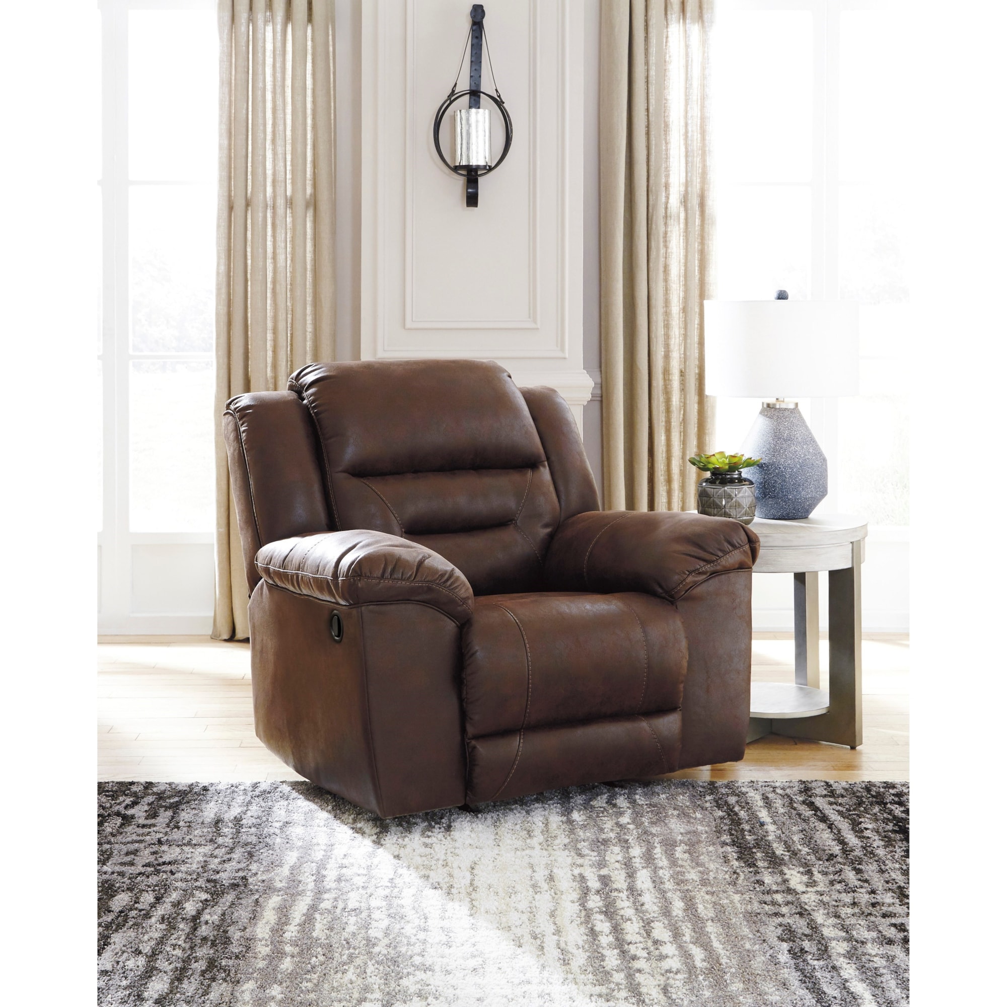 Ashley Signature Design Stoneland 3990425 Faux Leather Rocker Recliner ...